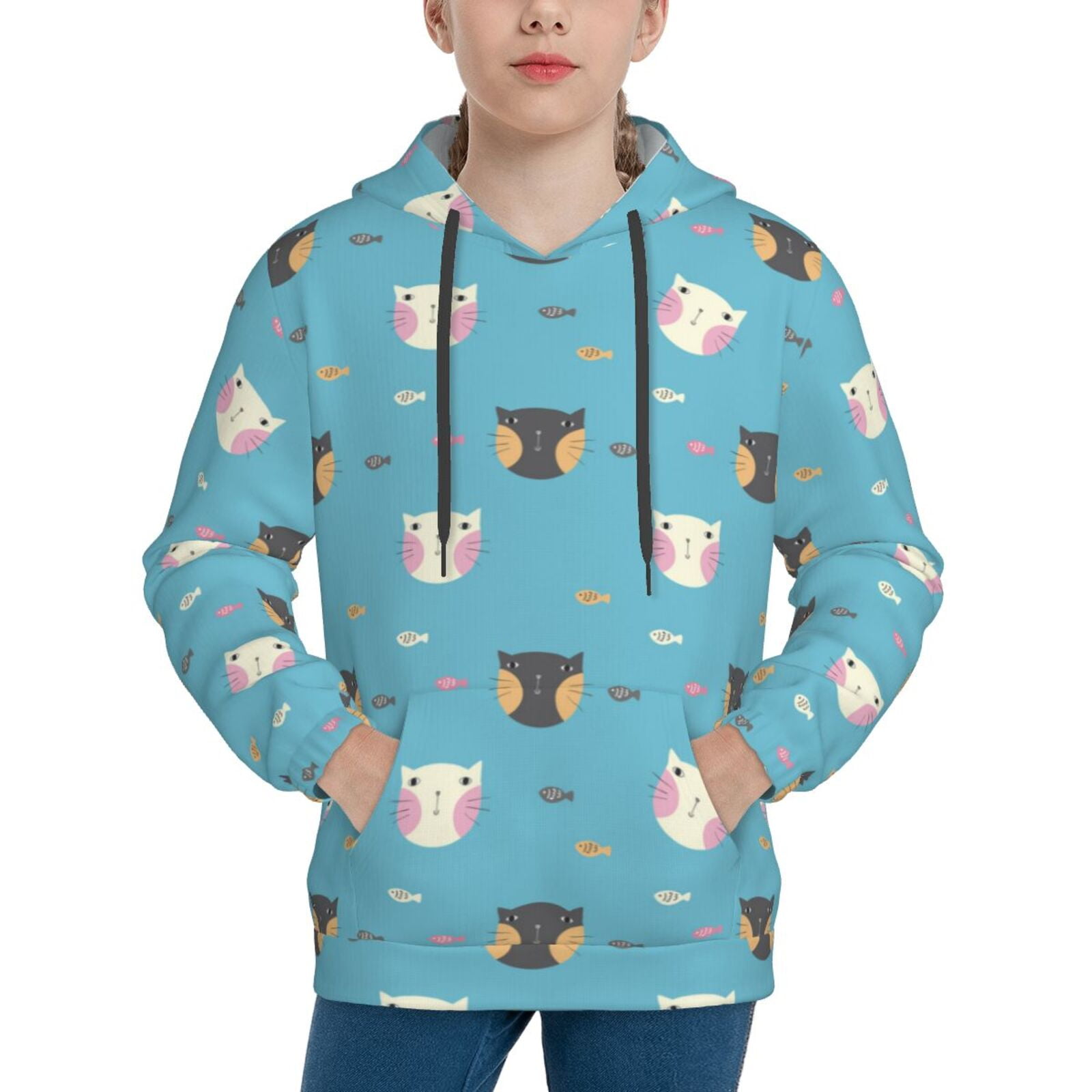 Daiia Cat Fish for Boys Fashion Hoodies & Sweatshirts with Kangaroo ...