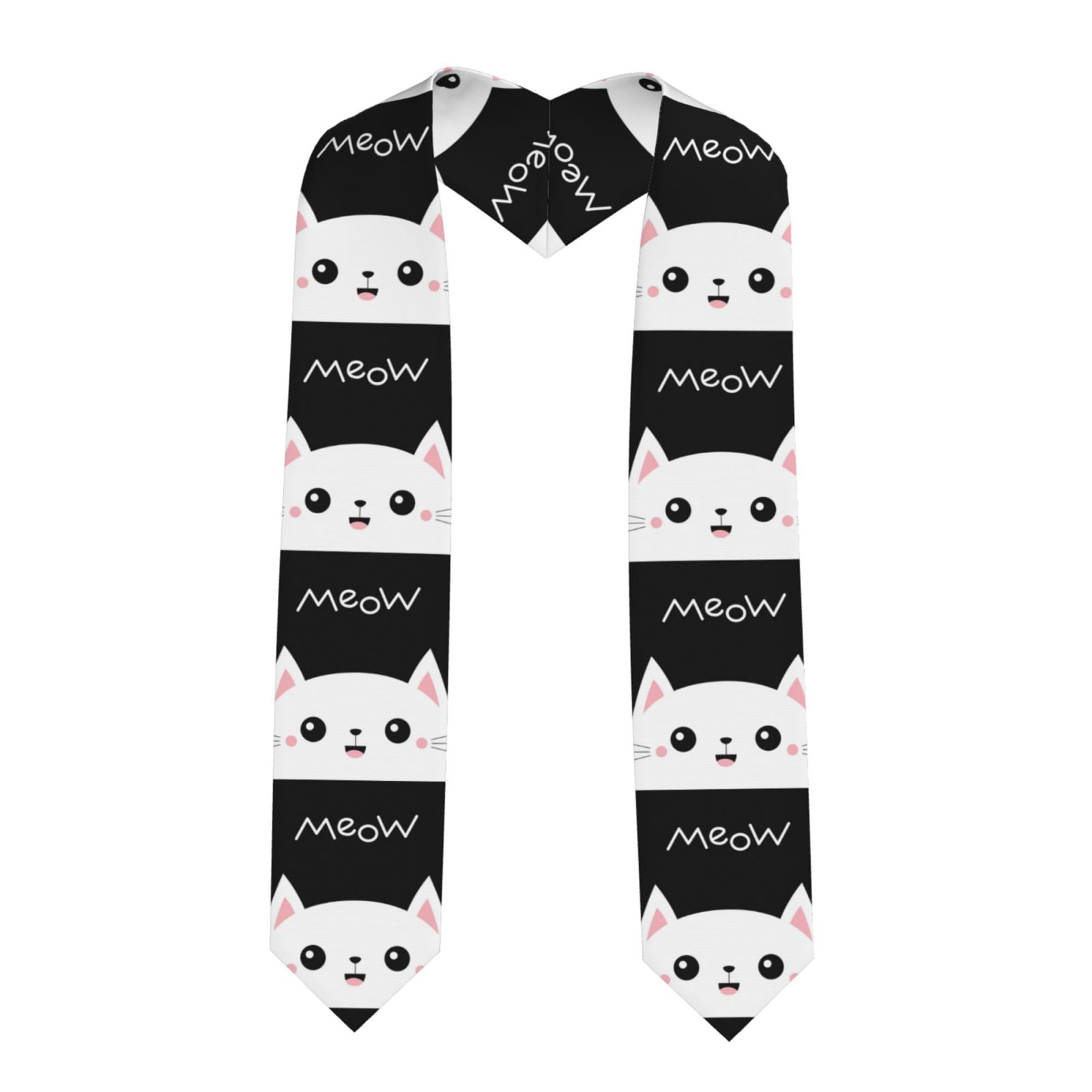 Daiia Cat Meow Pattern Graduation Shawl Stole – Satin Graduation Stole ...