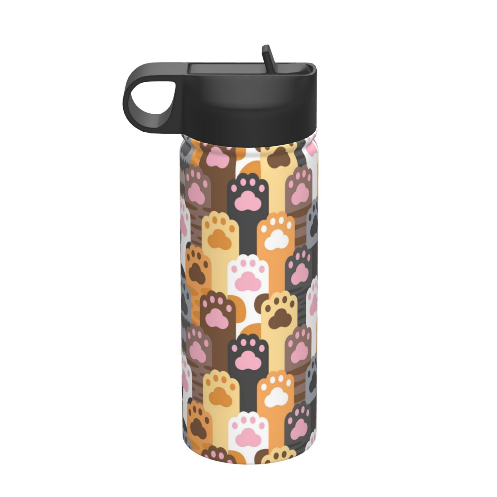 Daiia Cat Paw (2) Printed 18oz Sports Insulated Kettle With Straw Water ...