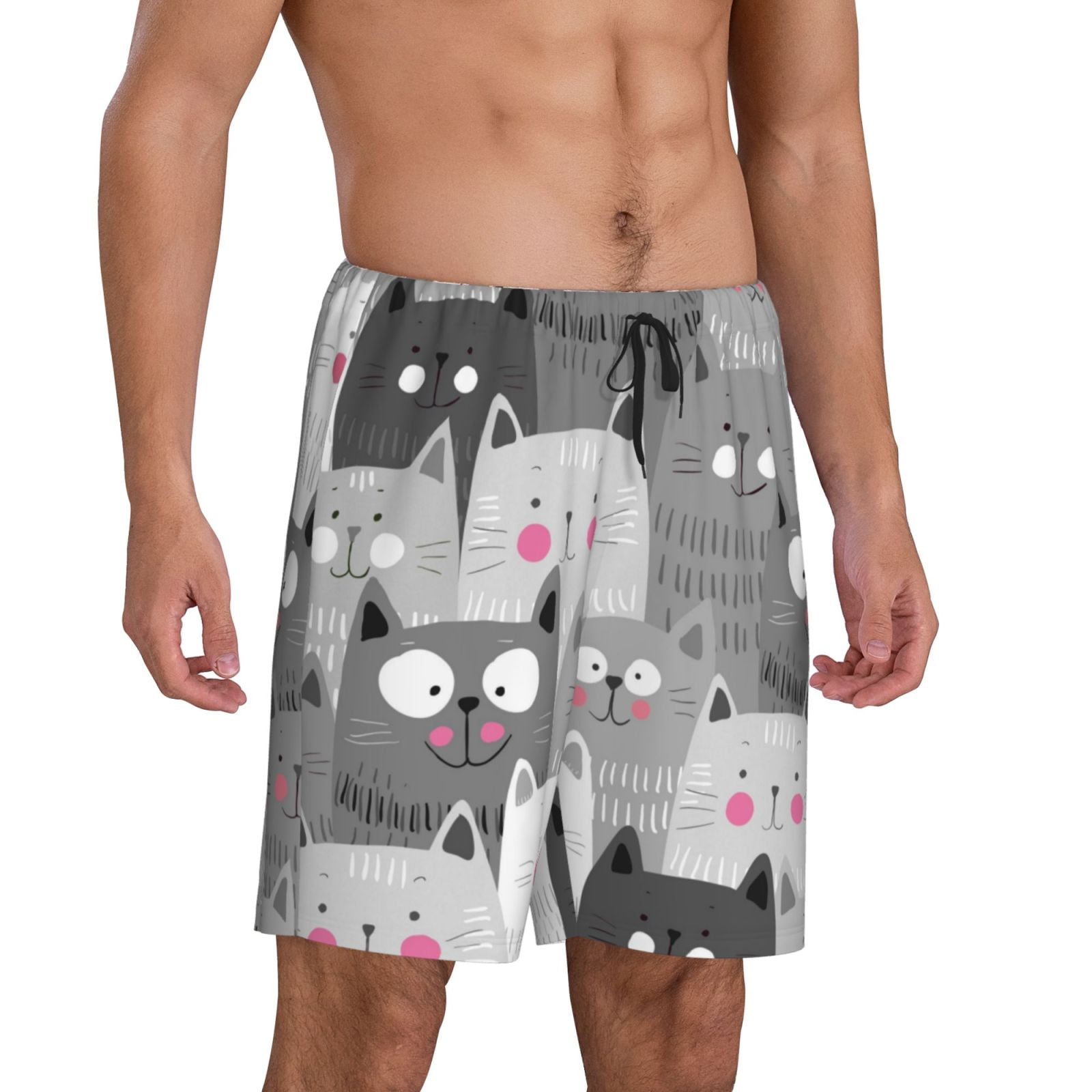 Daiia Cats Group Mens Woven Stretch Pajama Short,Short Pajama Pants ...