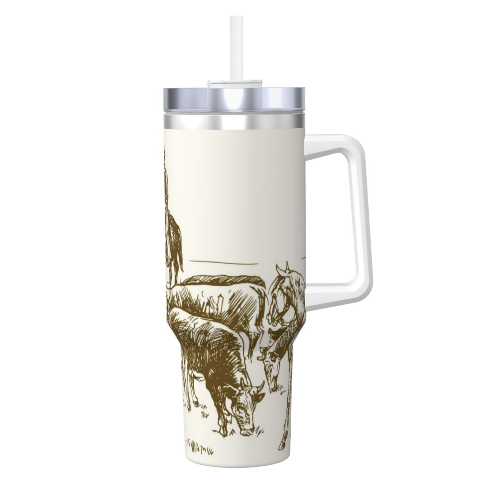 Daiia Cattle Drive By Two Cowboys Printed 40 oz Tumbler with Handle,Ice ...