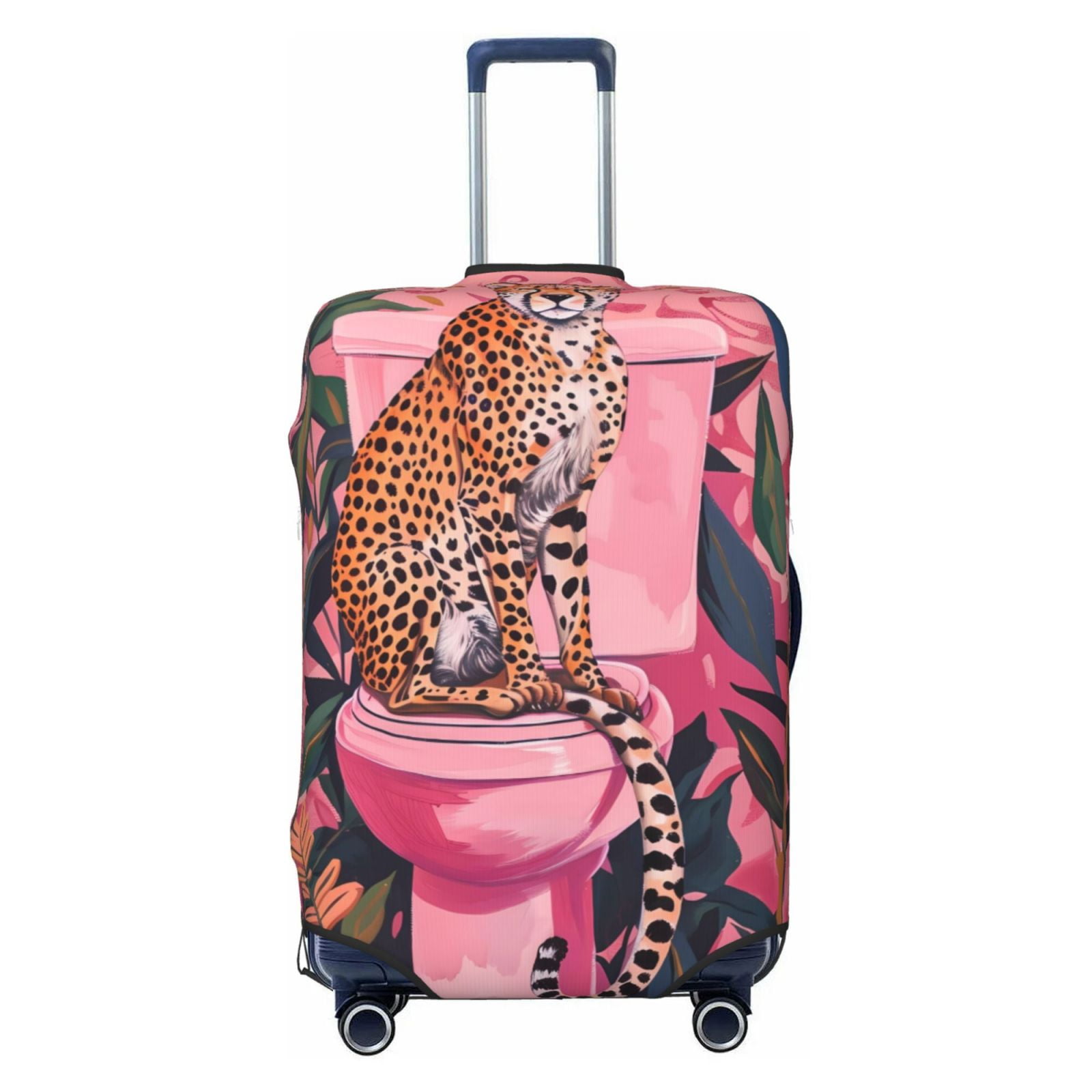 Daiia Cheetah On Toilet Humor Art Luggage Cover, Thickened Washable ...