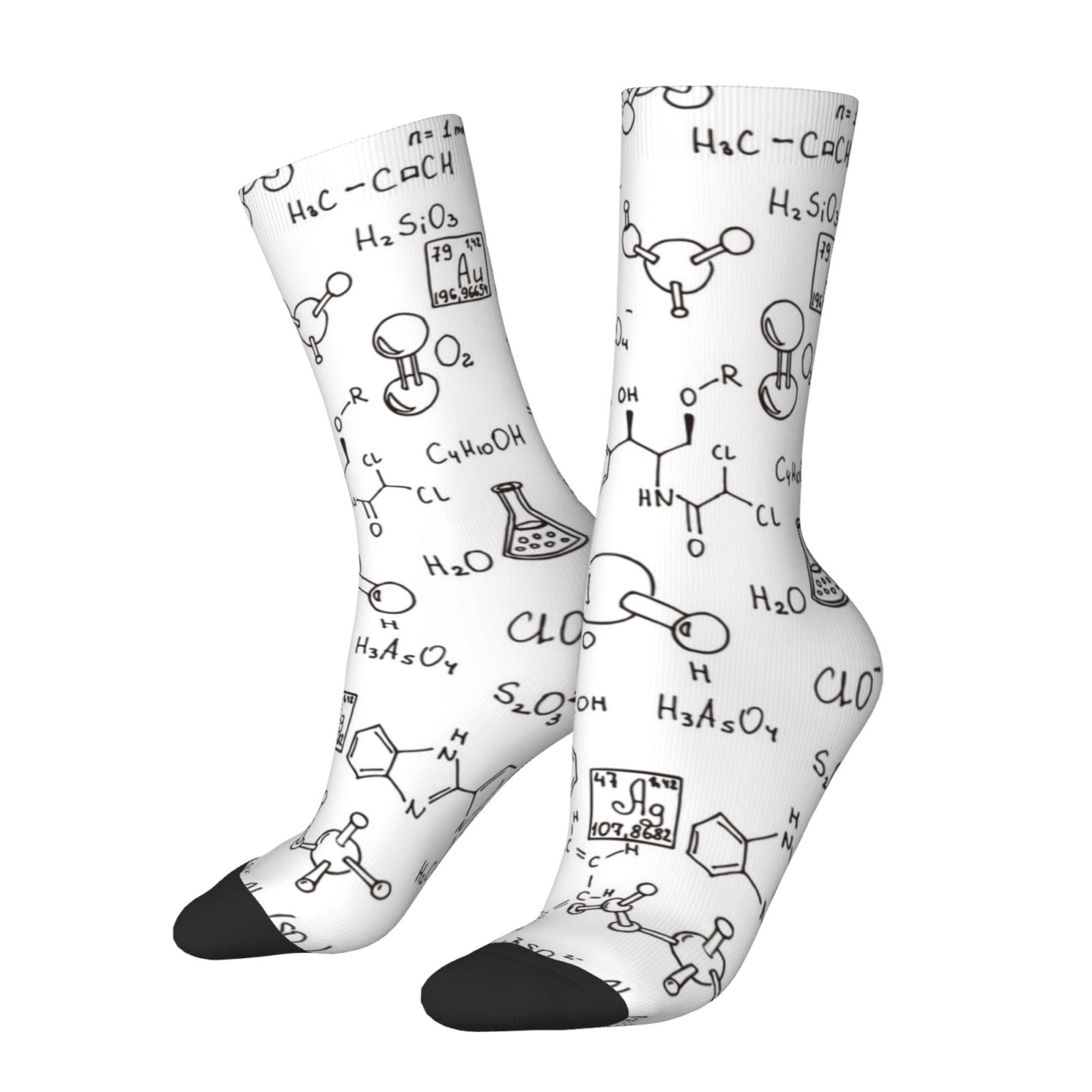Daiia Chemical Formulas Print Crew Socks – Soft Breathable Long Socks ...