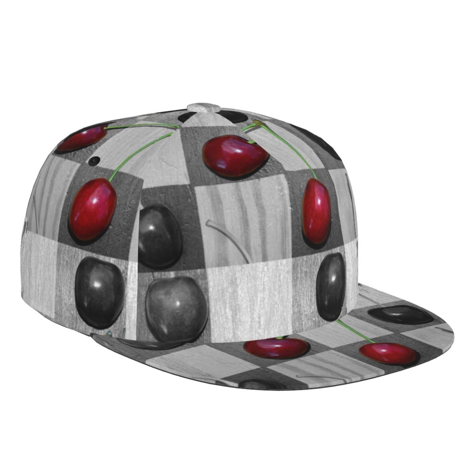 Daiia Cherries laid print Flat Bill Hats Flat Brim Trucker Cap Baseball ...