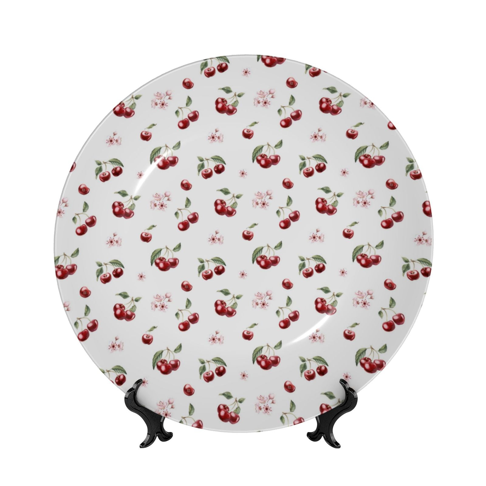 Daiia Cherry Berries Printed Pattern Ceramic Plate Dinner Plates Bone ...