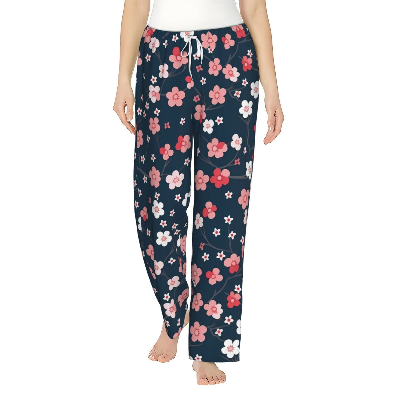 Daiia Cherry Blossoms Women's Sleep Pant with Pockets and Drawstring ...