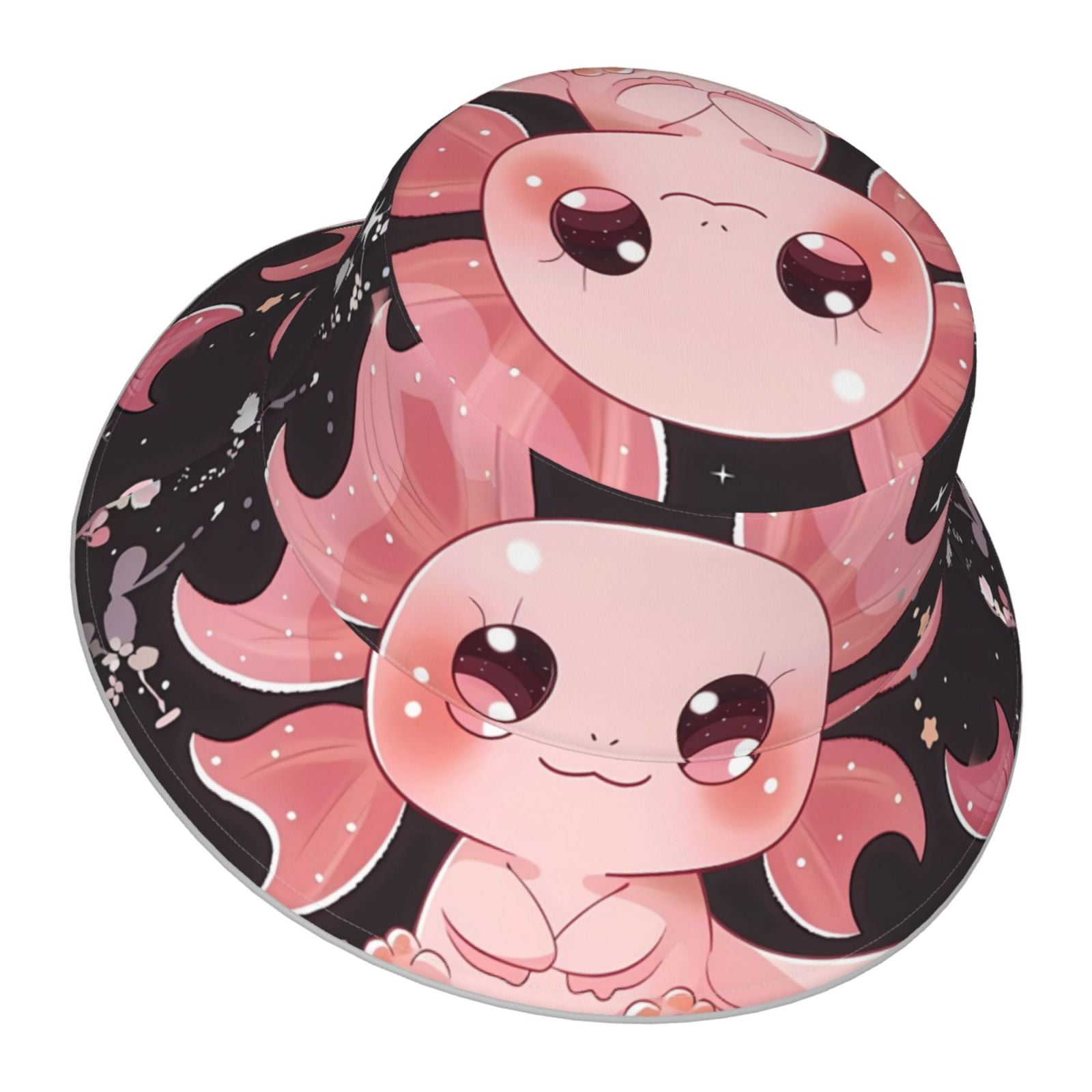 Daiia Chibi Axolotl Sakura Fantasy Pattern Bucket Hat - Trendy Cotton ...