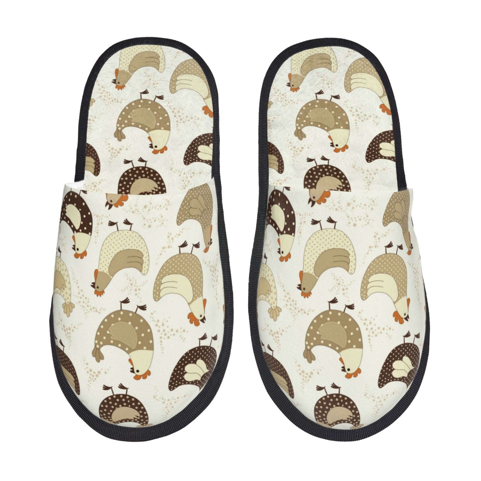 Daiia Chicken Cartoon Pattern Furry Slippers for Women and Men, Soft ...