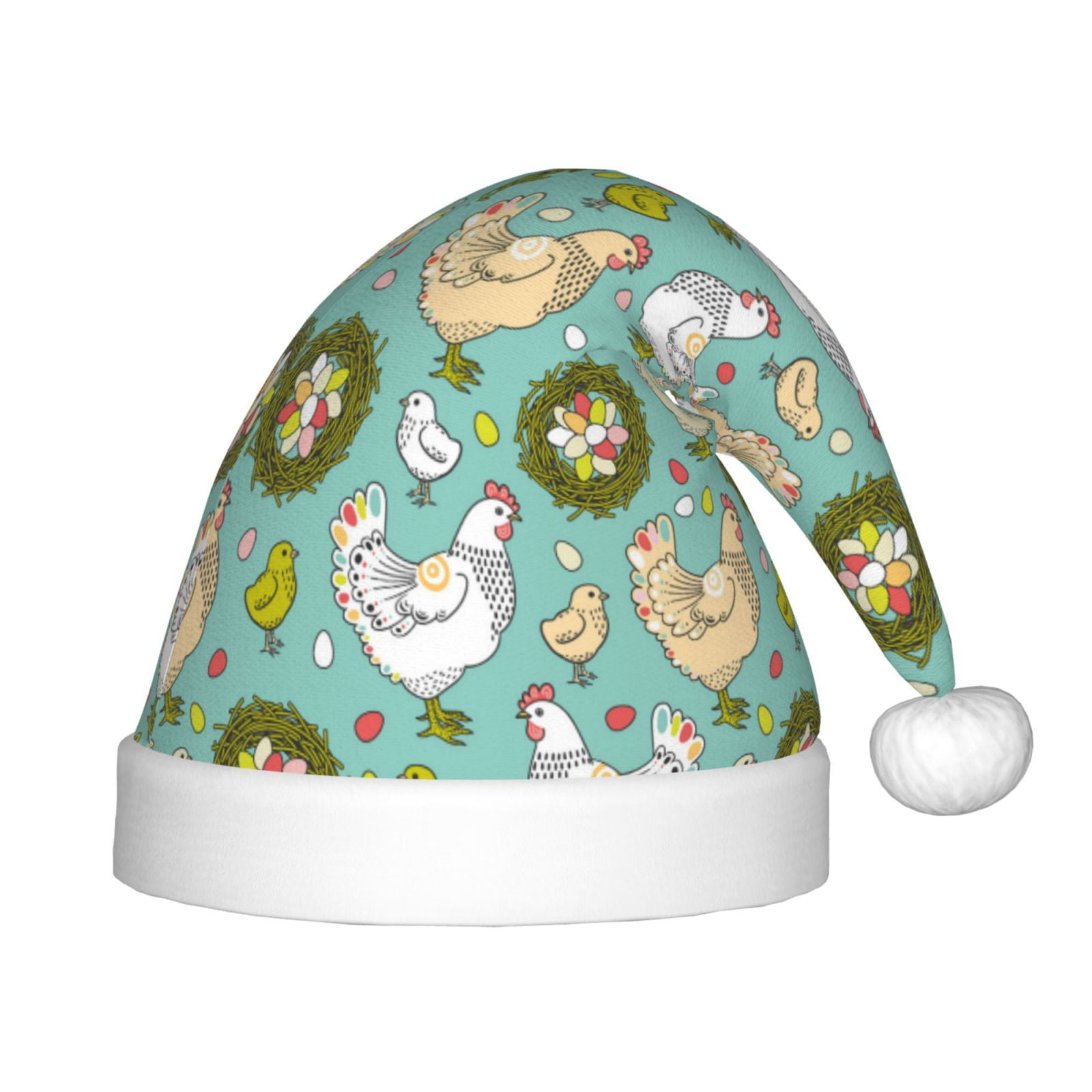 Daiia Chicken Laying Eggs Print Christmas Knitted Beanie Hat, Large ...