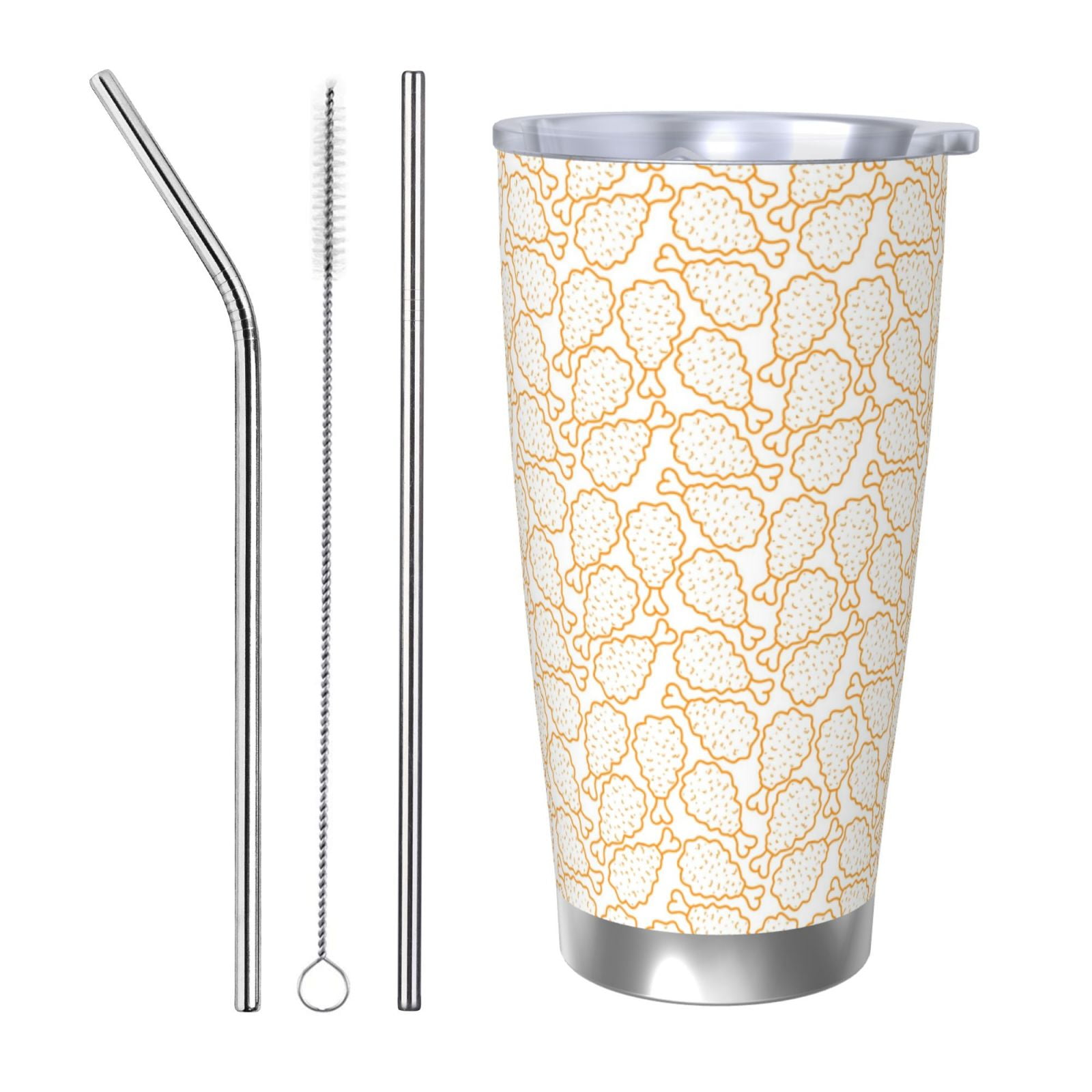 Daiia Chicken Leg Printed 20oz Insulated Coffee Cup with Straw Topper ...