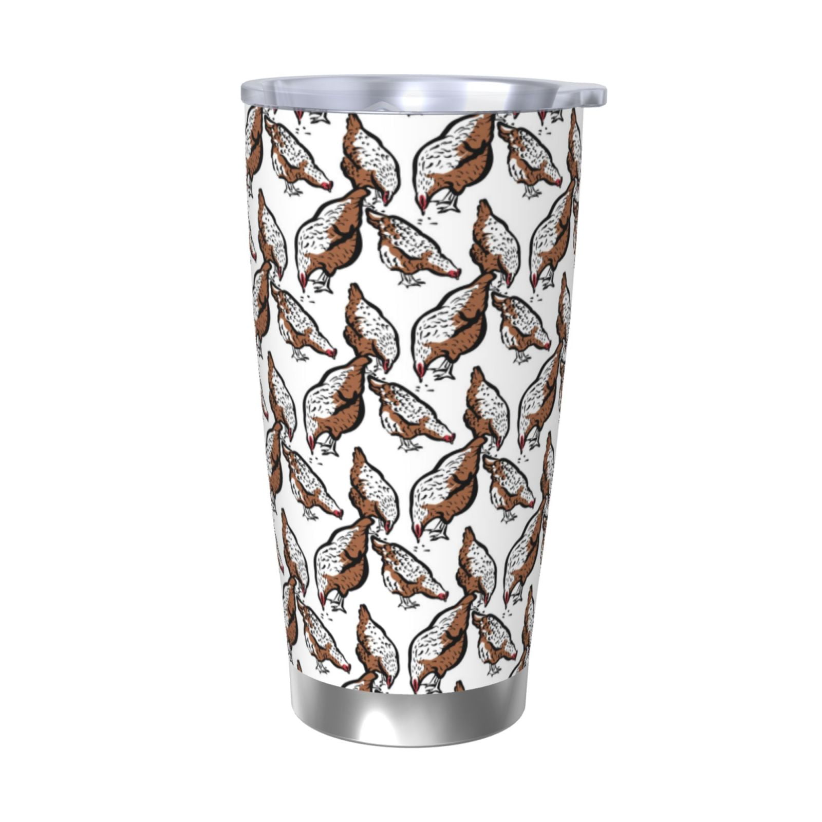 Daiia Chickens Peck Grain Printed 20oz Insulated Coffee Cup with Straw ...