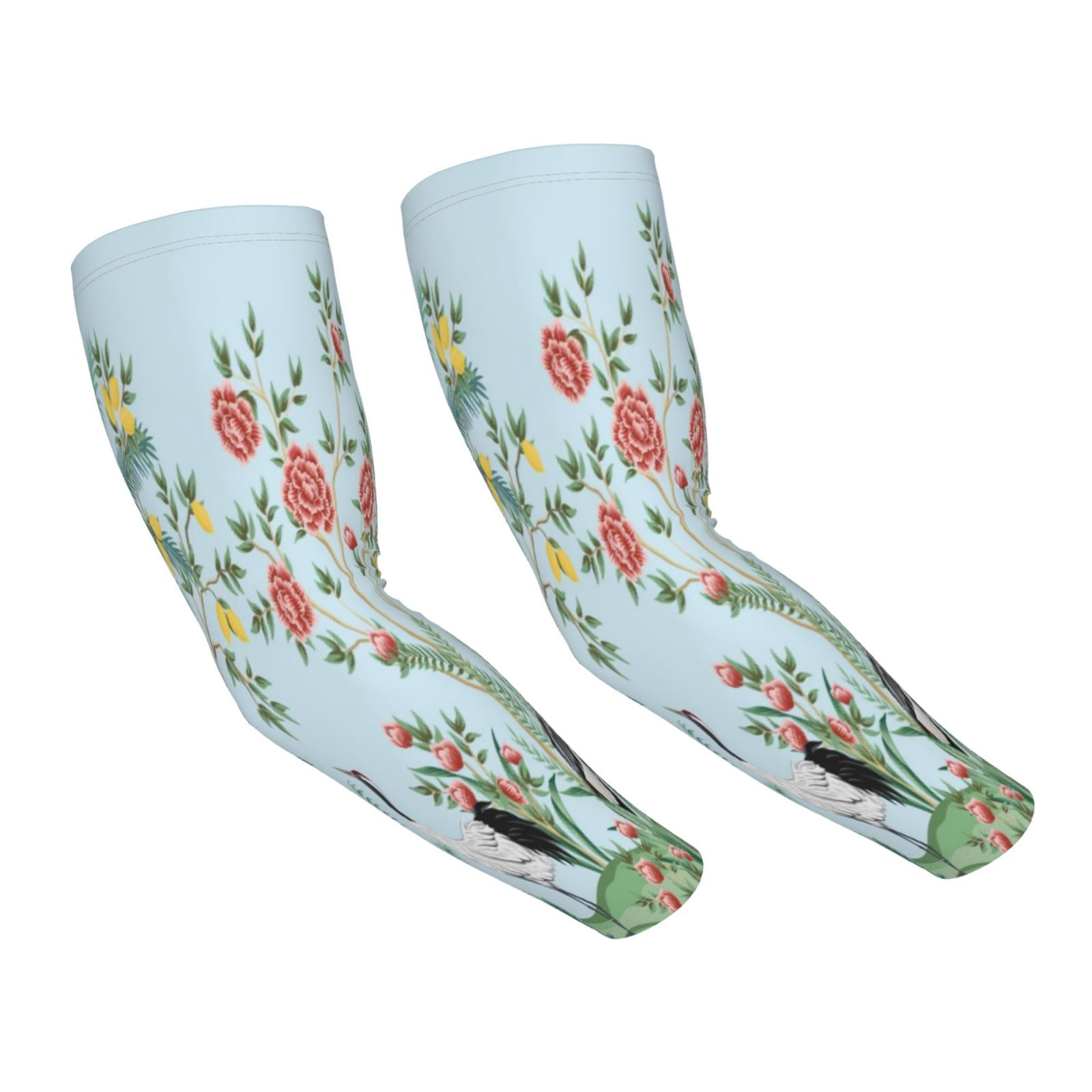 Daiia Chinoiserie Floral Palm Tree UV Sun Protection Arm Sleeves ...