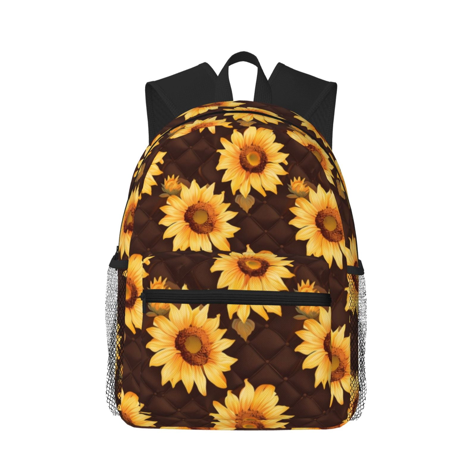 Daiia Chocolate Plaid Sunflower A School Backpack for Men Women, Unisex ...