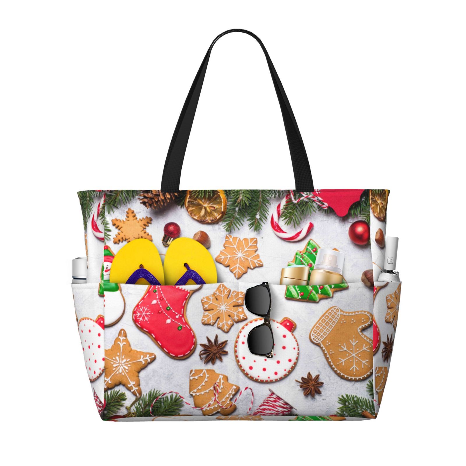 Daiia Christmas Gingerbread Cookies Beach Travel Bag - Water-Resistant ...