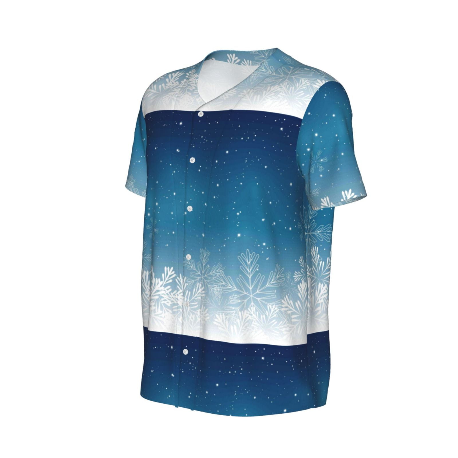 Daiia Christmas Snowflakes Mens Baseball Jersey Button Down Shirts ...