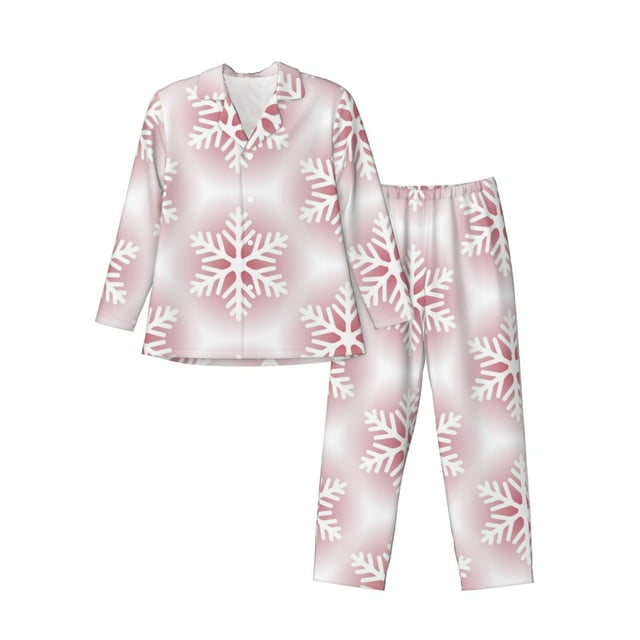 Daiia Christmas Snowflakes for Men's Long-Sleeved Pajama Set – Soft ...