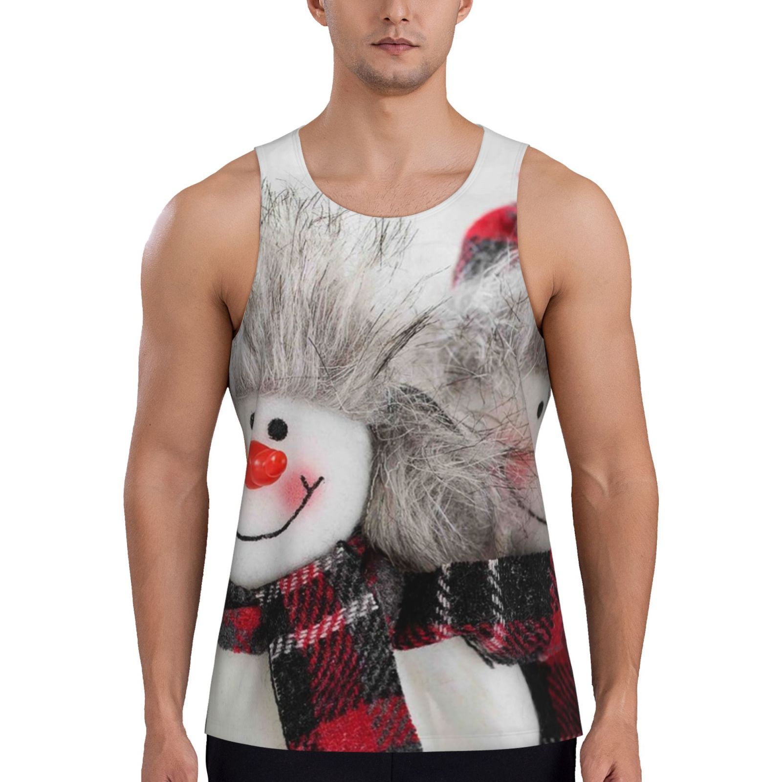 Daiia Christmas Snowman With Hat Printed Men's Quick Dry Fit Muscle ...