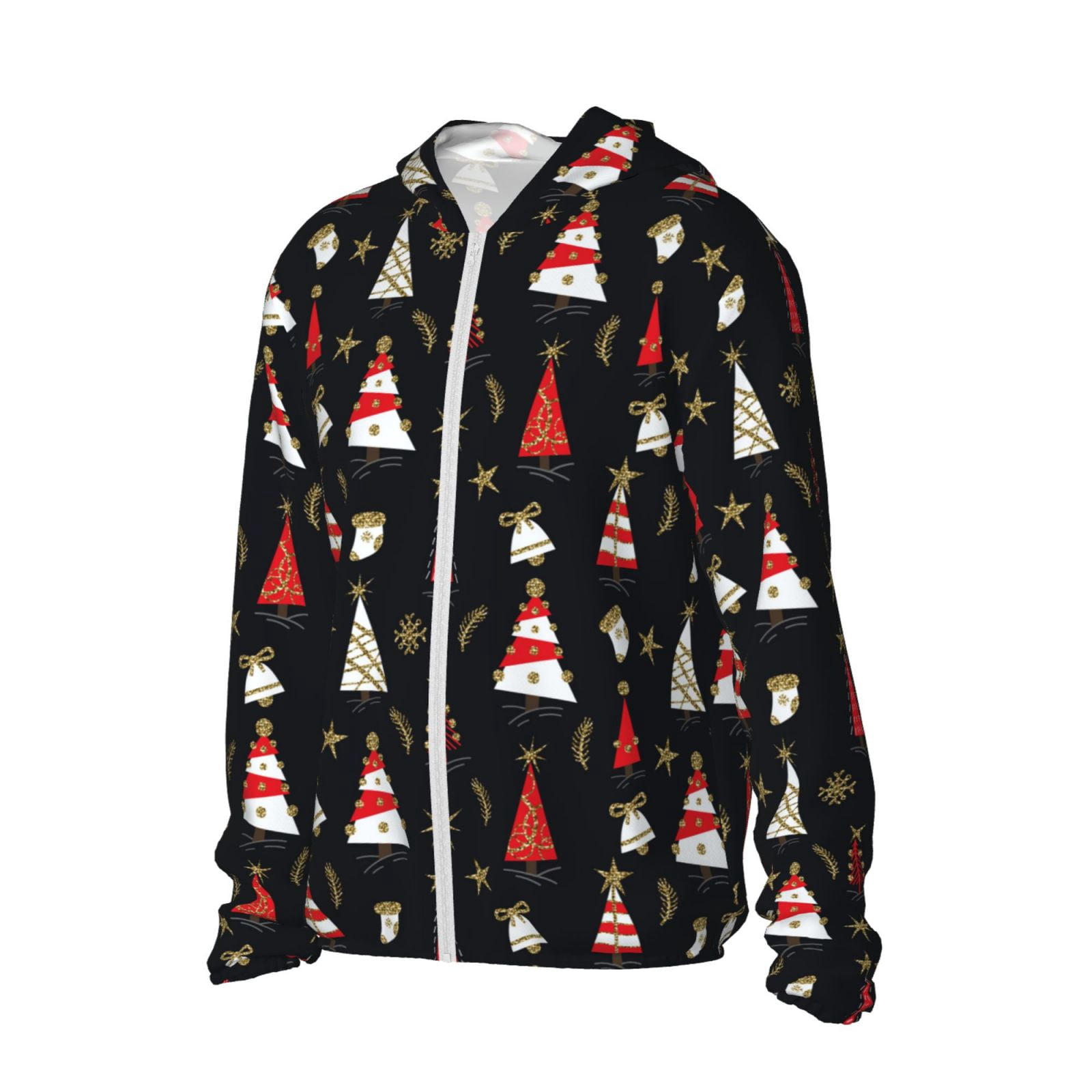 Daiia Christmas Tree and Gold Socks UPF 50+ Sun Protection Hoodie ...