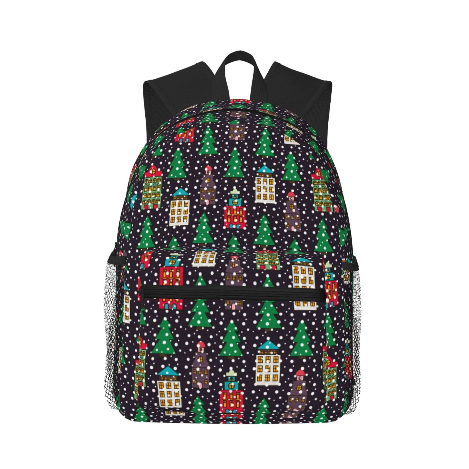 Daiia Christmas Trees And Houses School Backpack for Men Women, Unisex ...