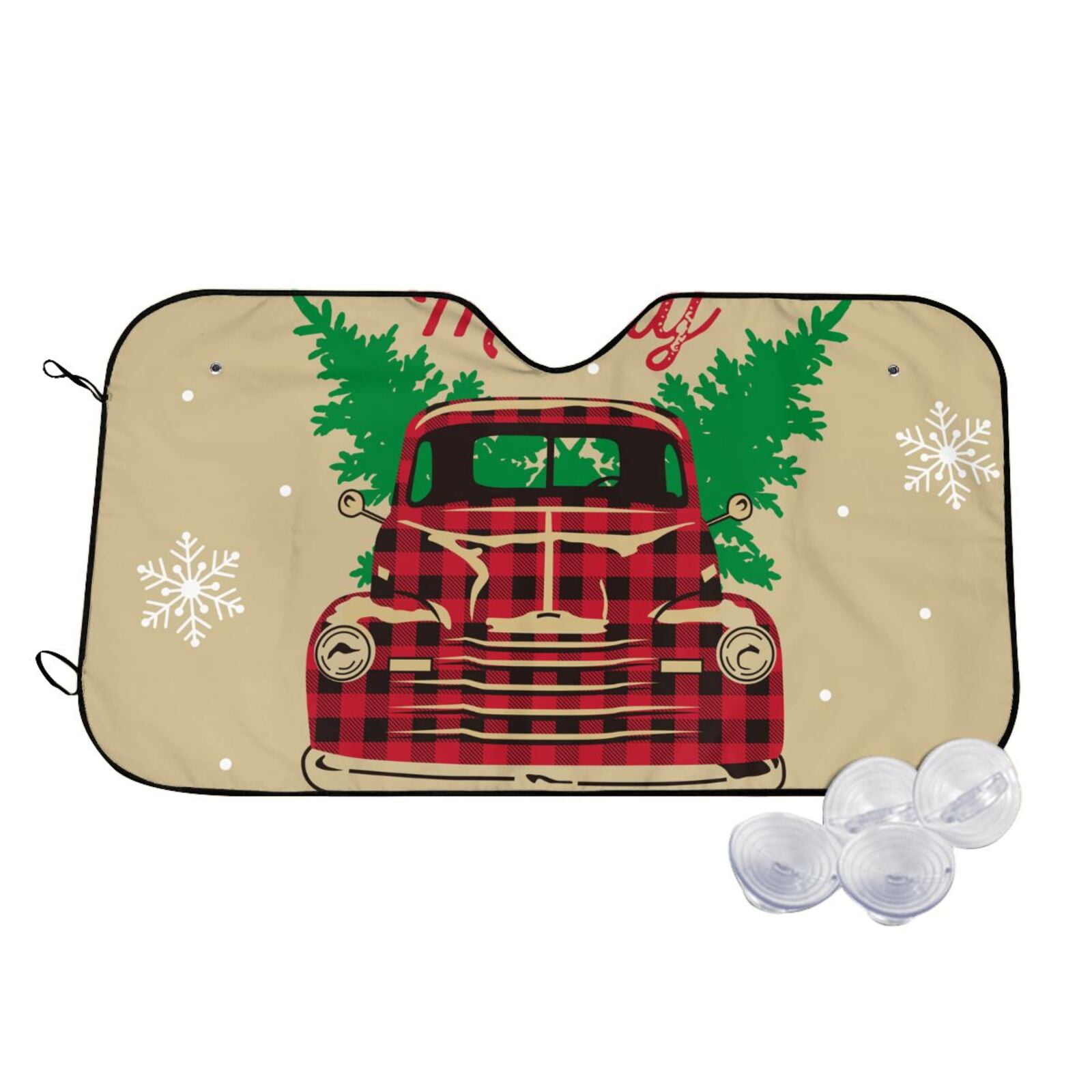 Daiia Christmas Vintage Red Truck Windshield Sun Shade for Car SUV ...