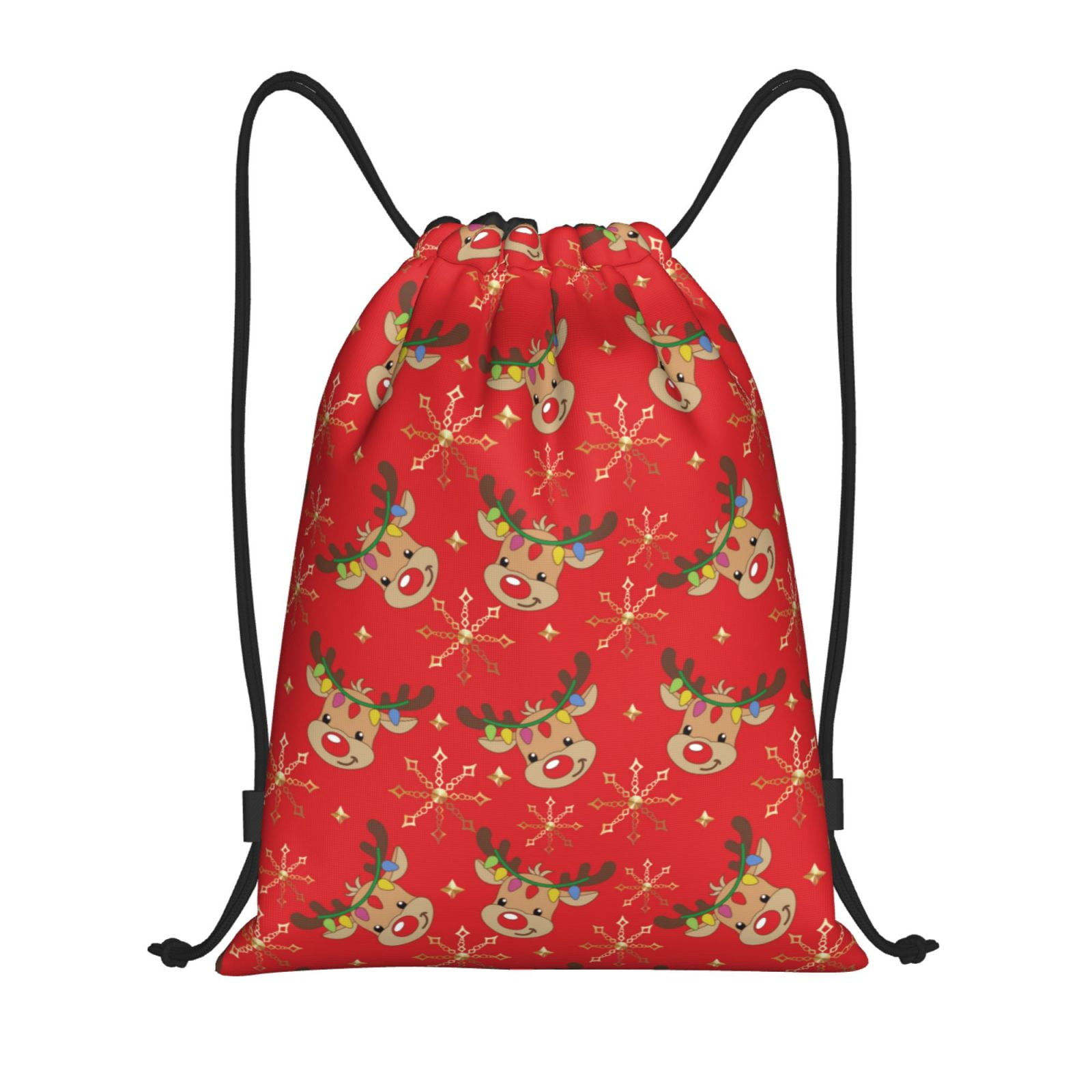 Daiia Christmas With Cute Deer Pattern Drawstring Backpack, Gym Bag ...