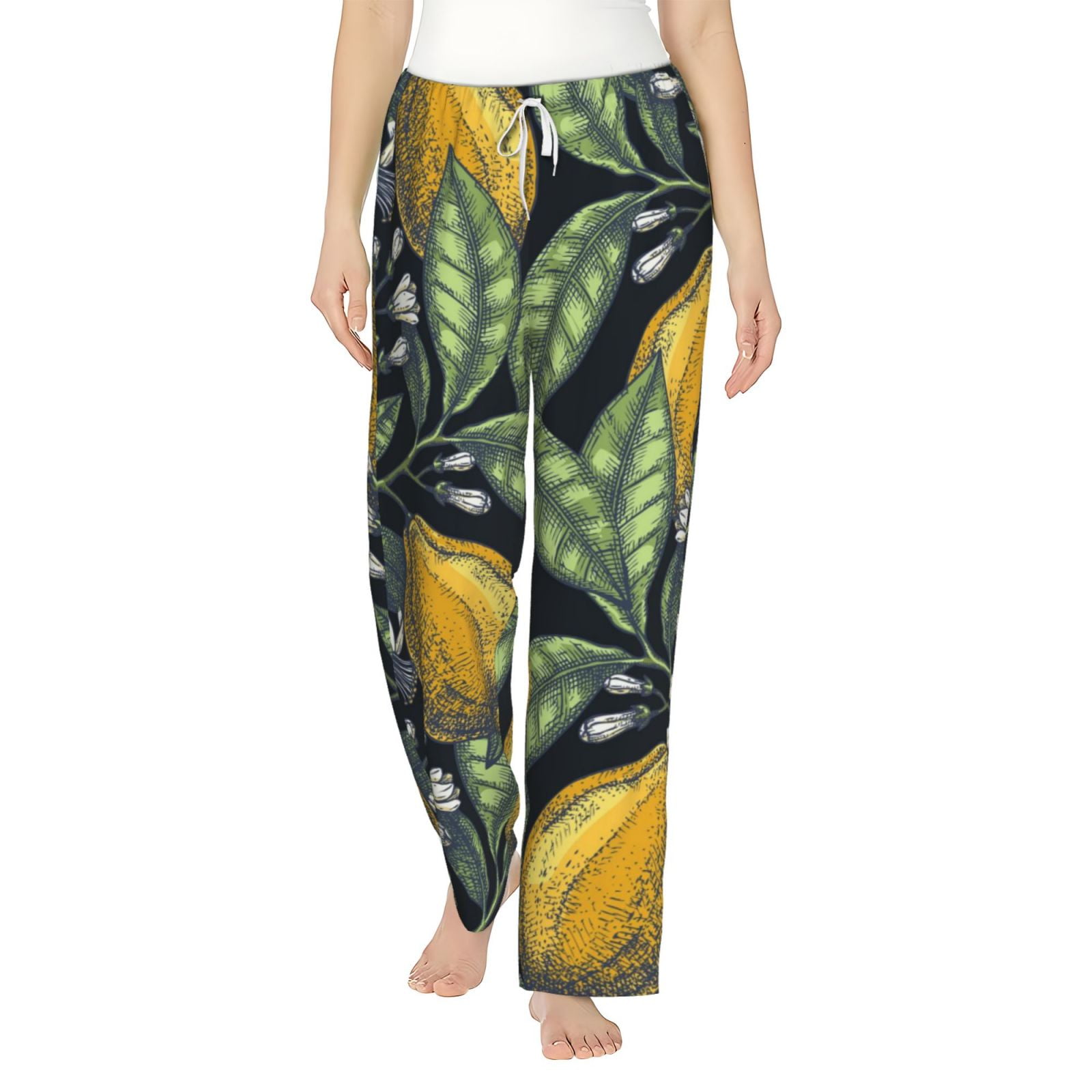 Daiia Citrus Fruits Elegant Lemons Women's Sleep Pant with Pockets and ...