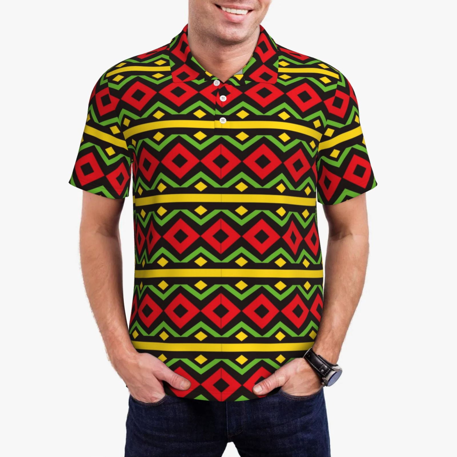 Daiia Classic Color Music Pattern Men’s Polo Shirts,Solid Deck Shirt ...