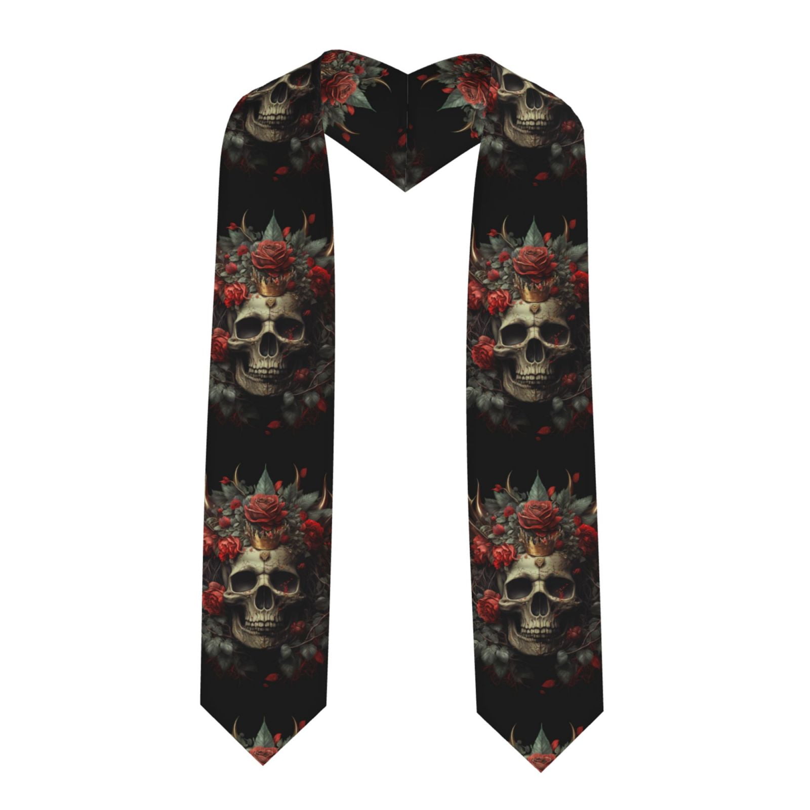 Daiia Classical Rose Crown Skull Pattern Graduation Shawl Stole – Satin ...