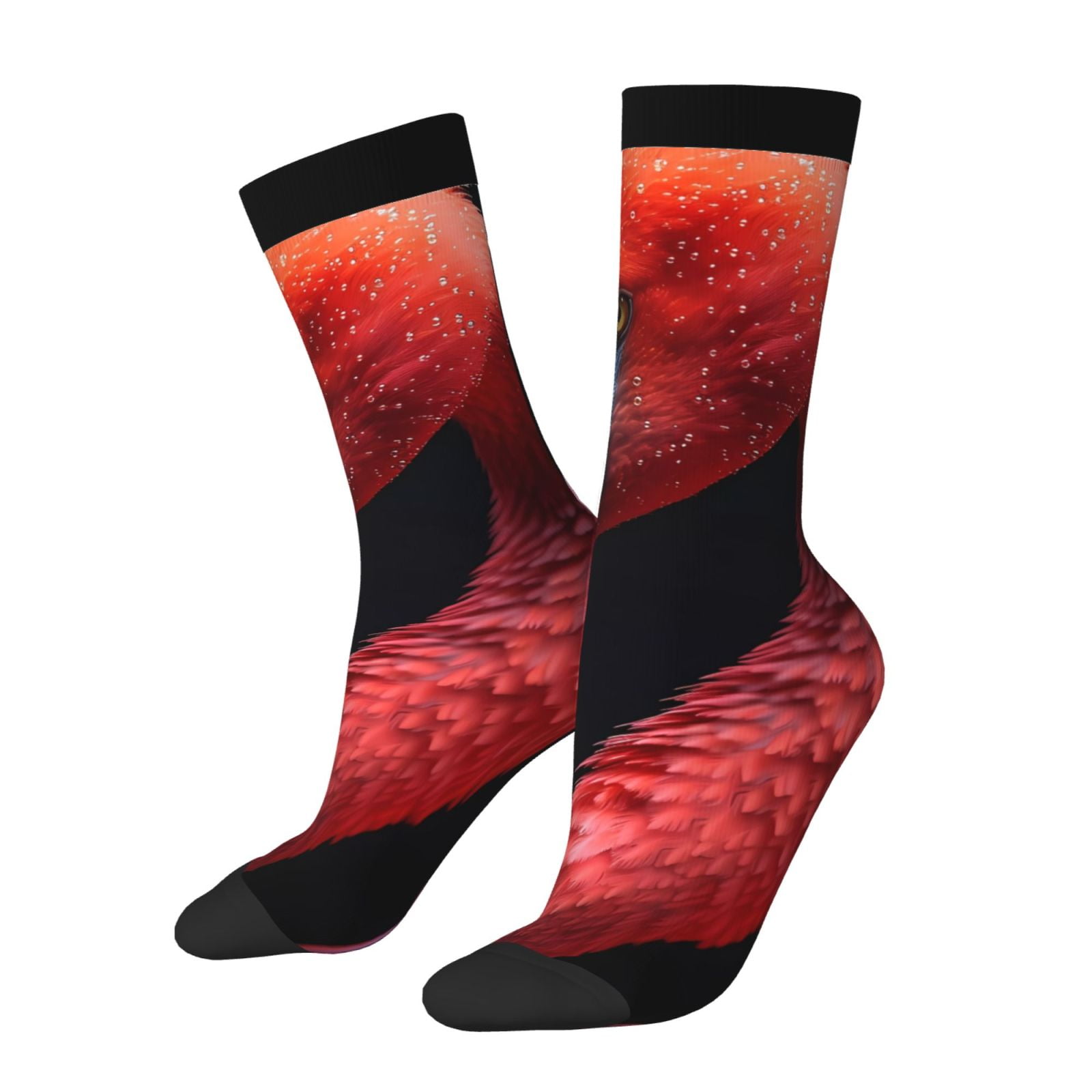 Daiia Closeup Red Flamingo Portrait Print Crew Socks – Soft Breathable ...