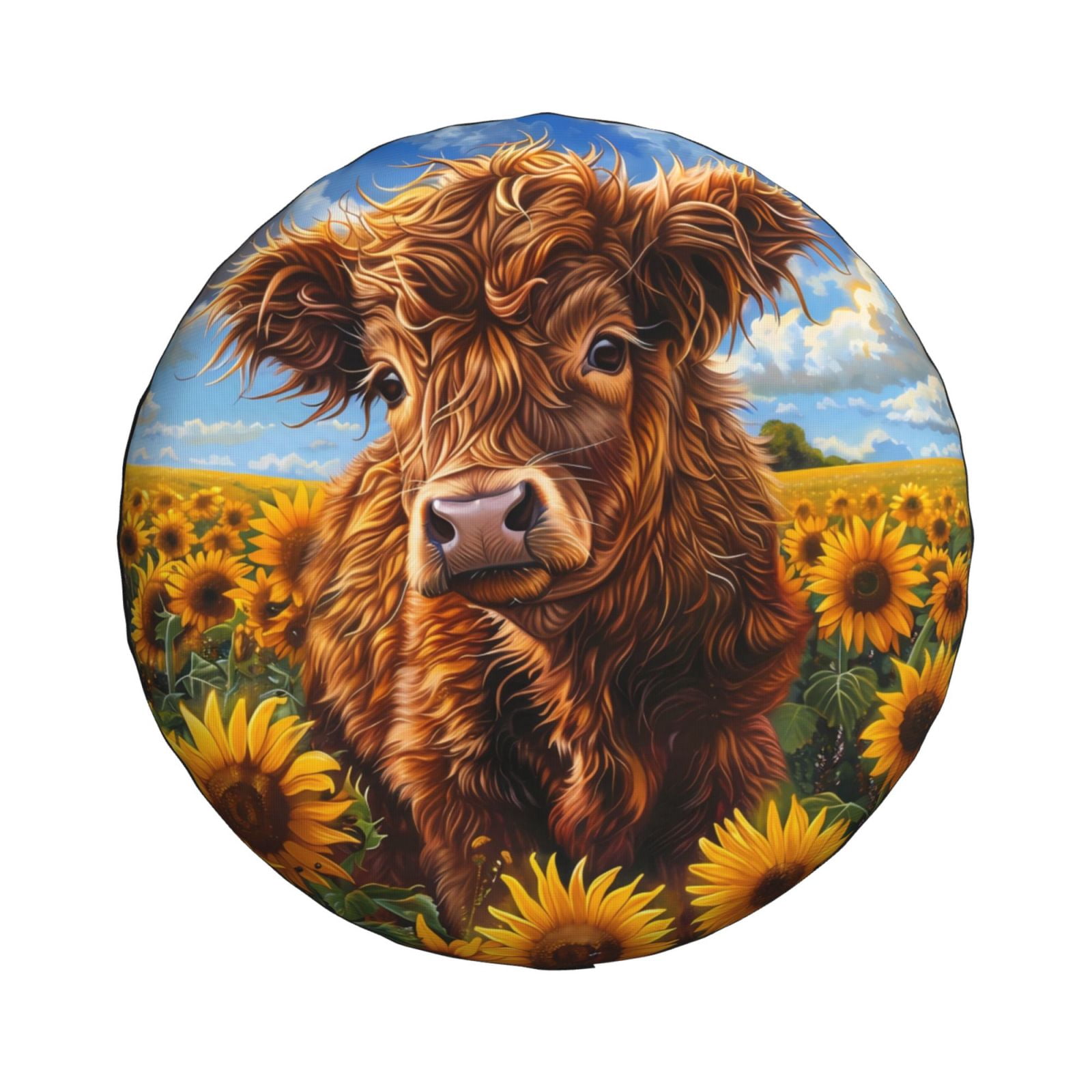 Daiia Cloud Sky Sunflower Cow Tire Covers , Travel Trailer Camper Truck ...