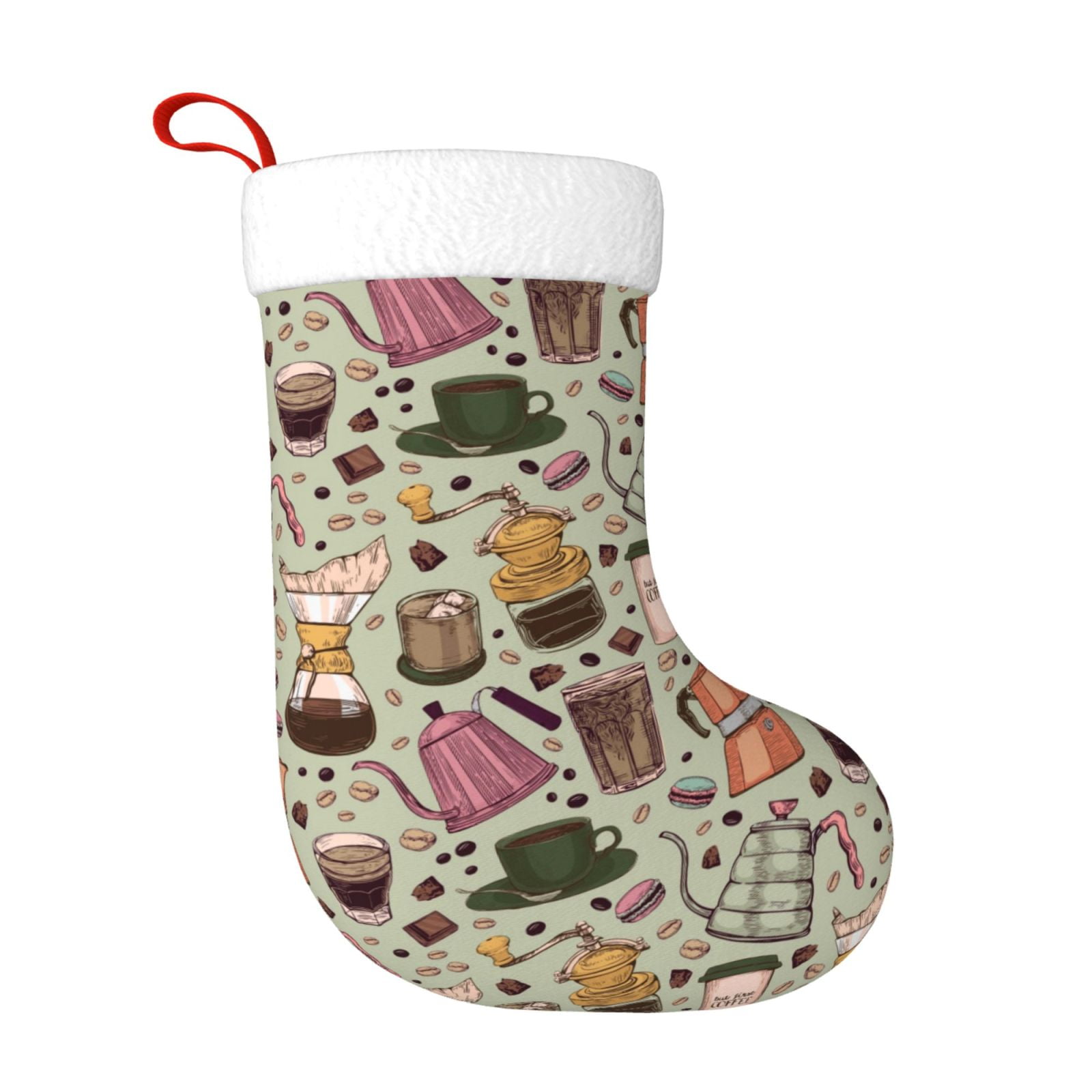 Daiia Coffee Makers Macaroons Chocolate Print Christmas Stocking，18 ...