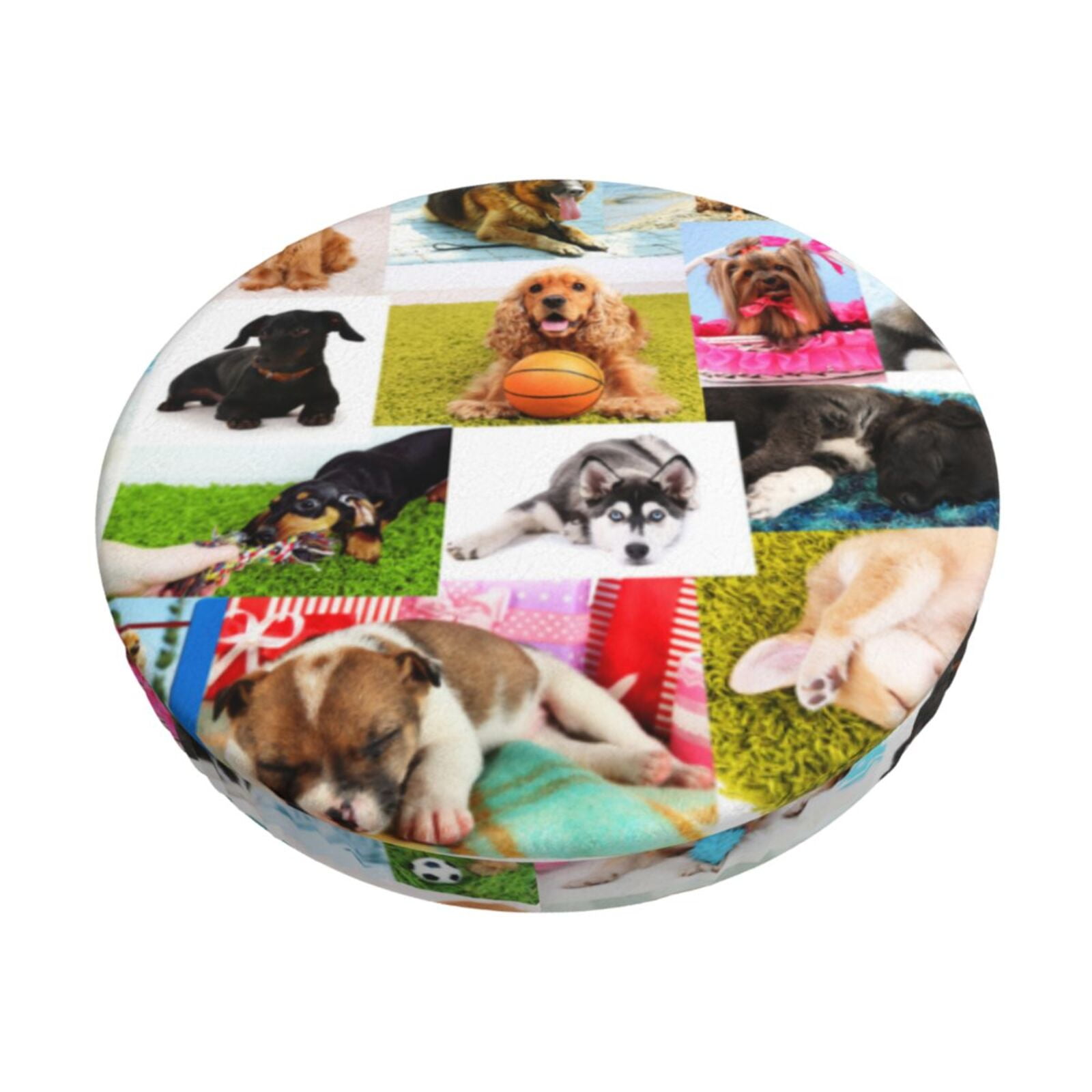 Daiia Collage of pretty dogs Pattern Stool Covers Round,Round Bar Stool ...