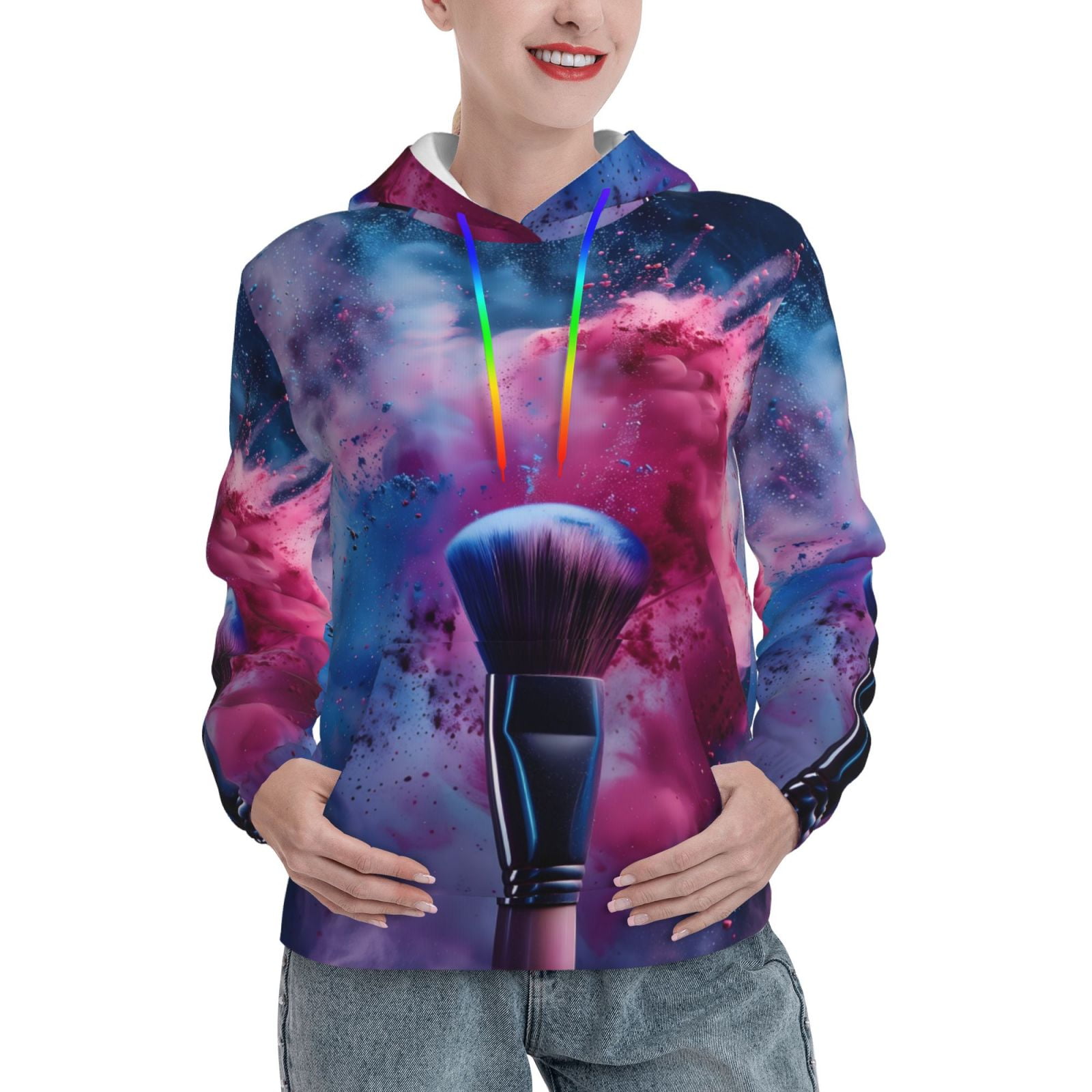 Daiia Color Explosion Makeup Brush Pattern Women's Fashion Hoodies ...