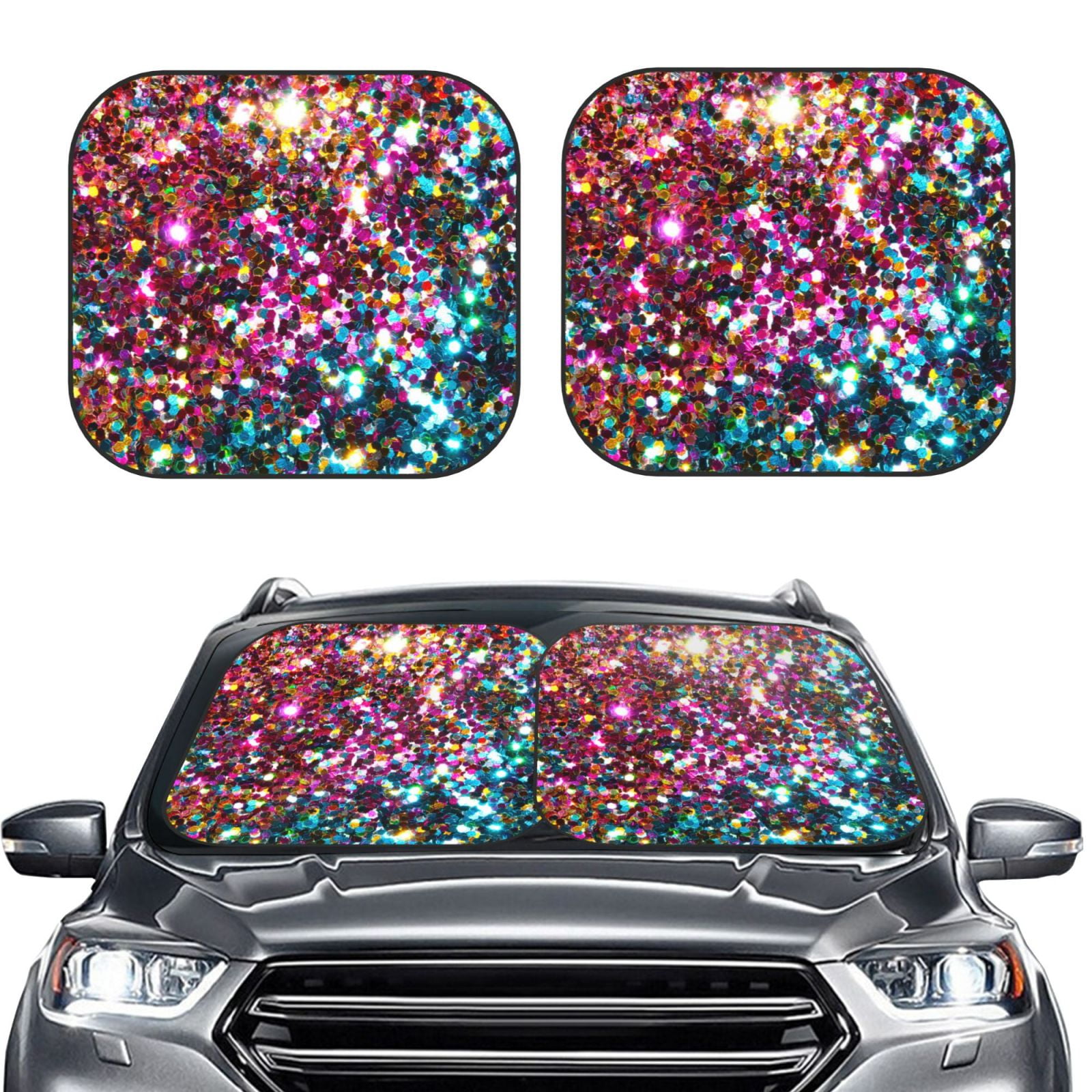 Daiia Color Shiny 2PCS Car Windshield Sun Shade, Foldable Sun Shield ...