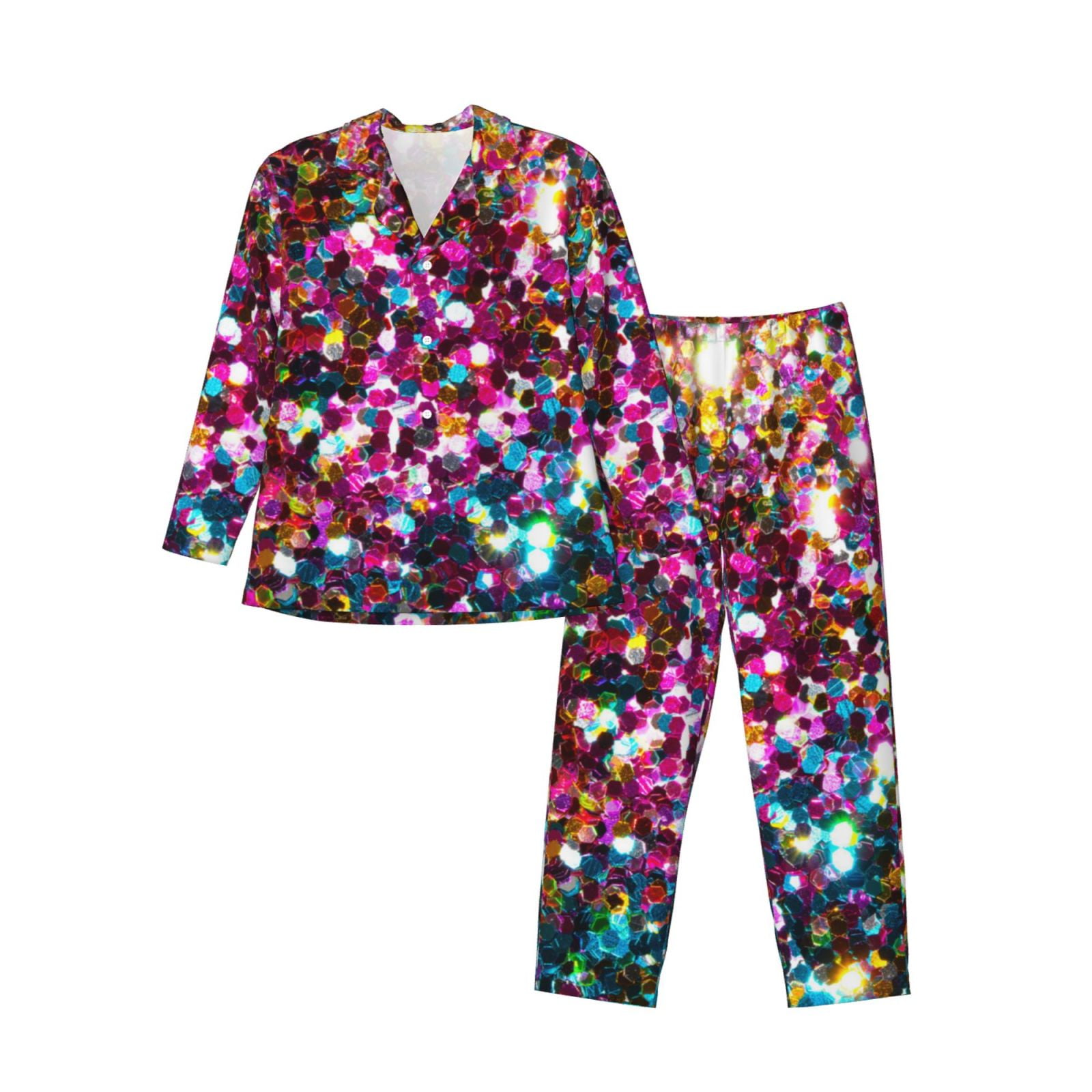 Daiia Color Shiny for Men's Long-Sleeved Pajama Set – Soft ...