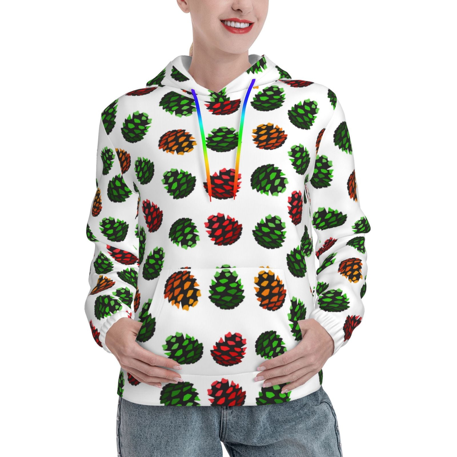 Daiia Colorful Autumn Pinecones Pattern Women's Fashion Hoodies ...