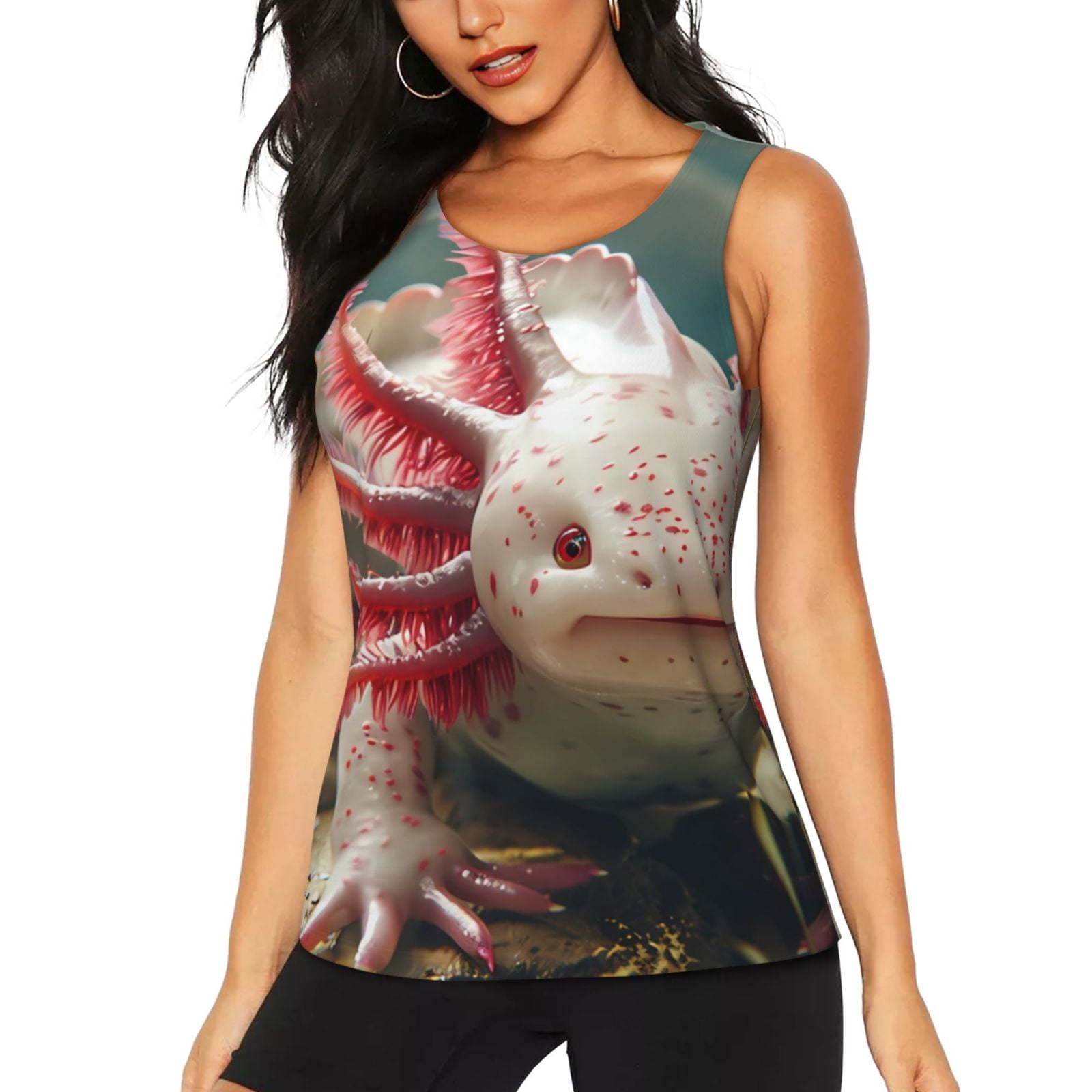 Daiia Colorful Axolotl Underwater Printed Womens Workout Tops for Women ...