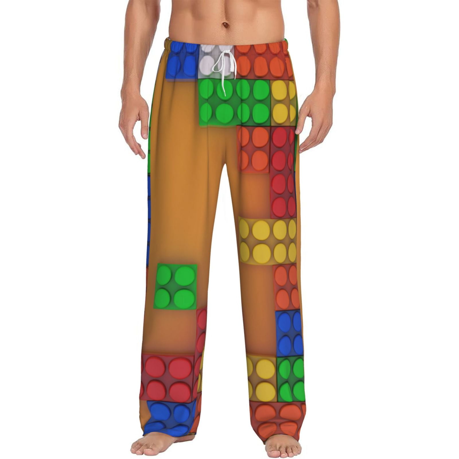 Daiia Colorful Building Blocks A Men's Sleep Pant with Pockets and ...