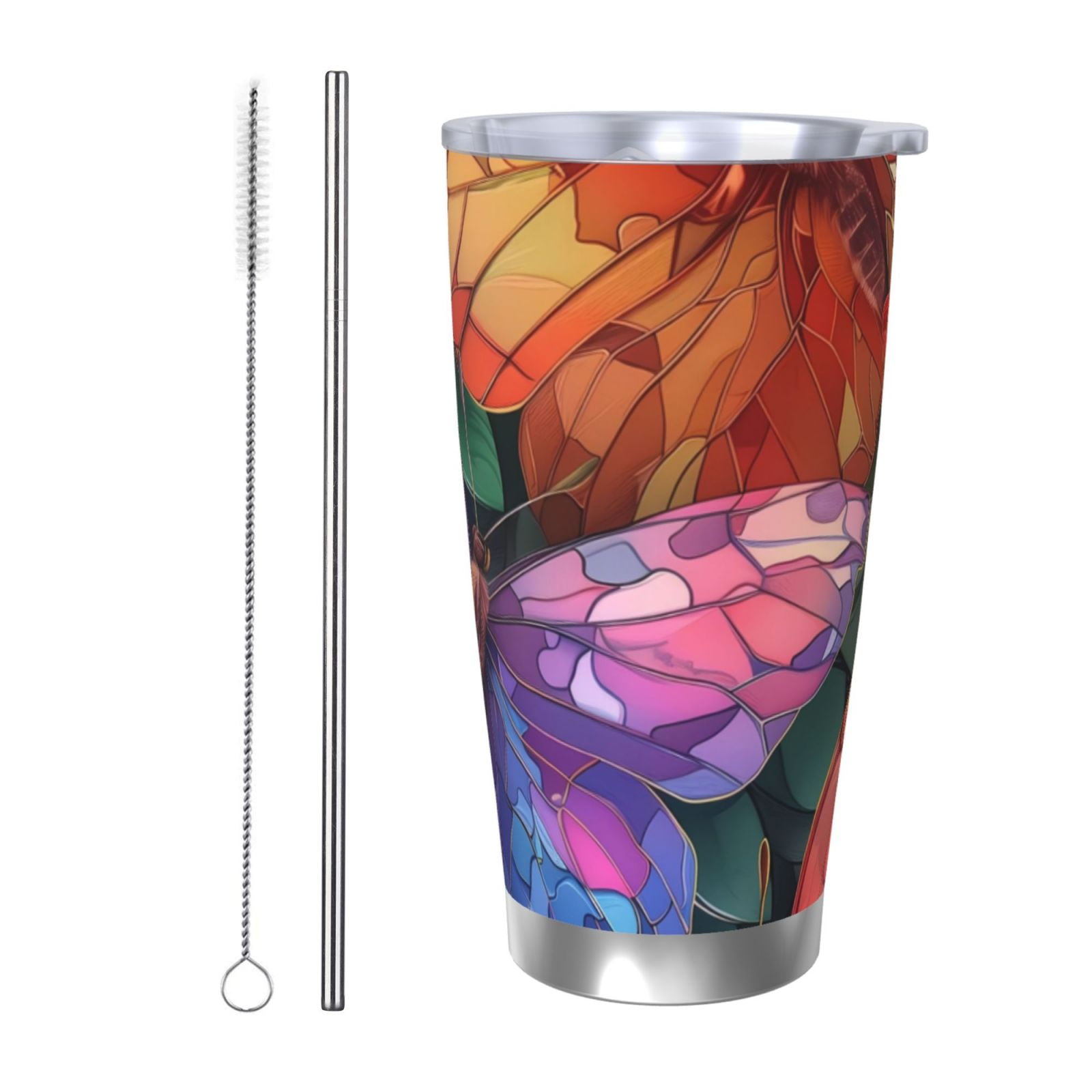 Daiia Colorful Butterfly Cluster Printed 20oz Insulated Coffee Cup with ...