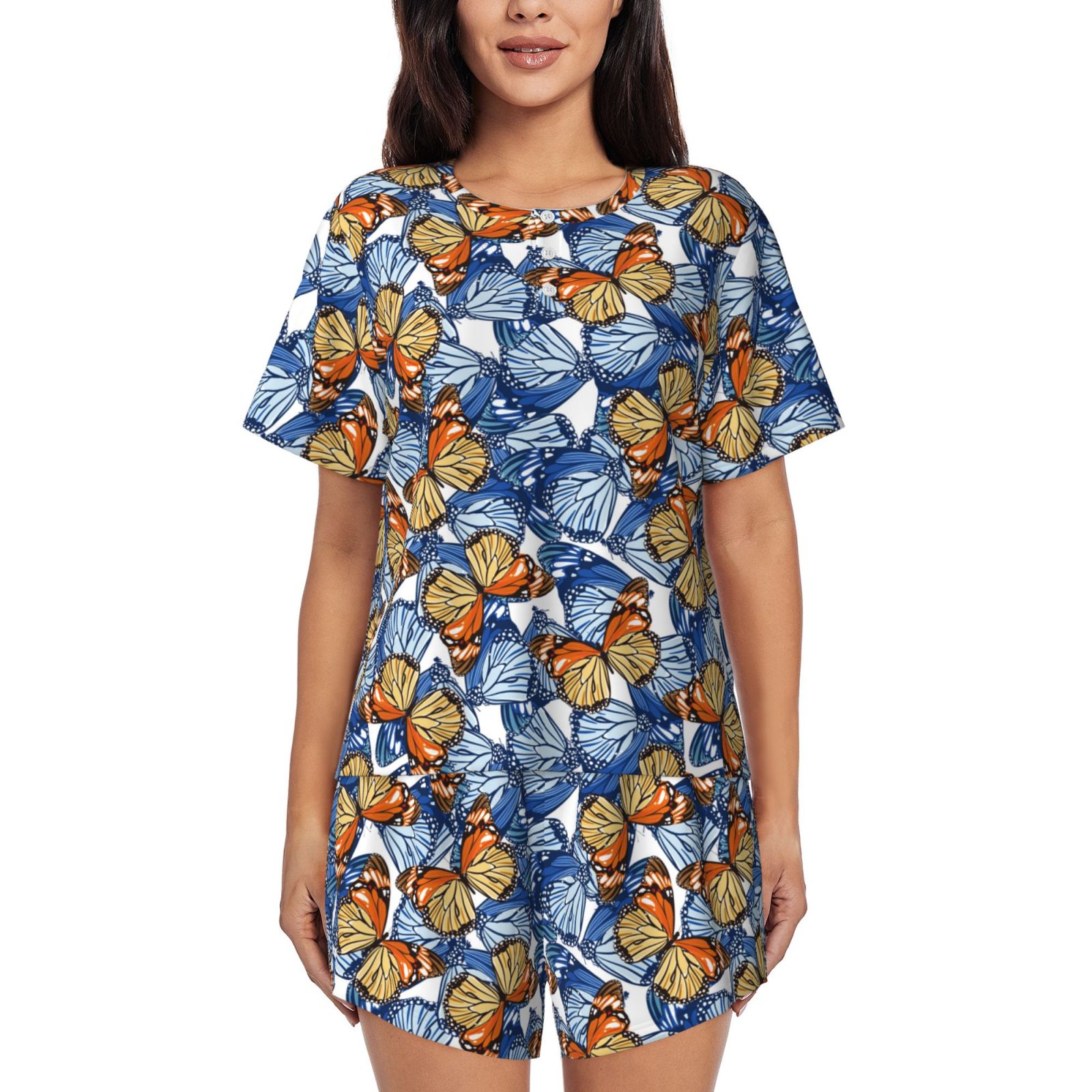 Daiia Colorful Butterfly1 Pattern Womens Pajama Sets Short Sleeve ...