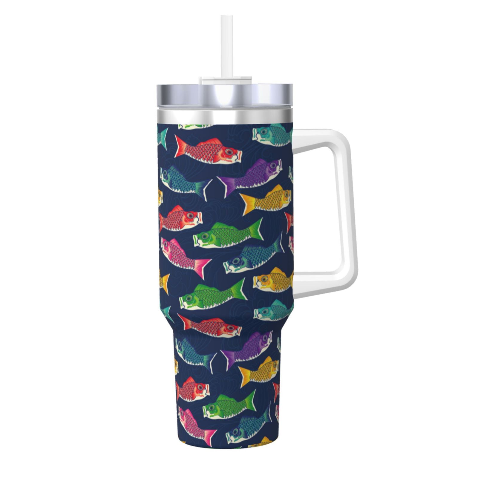 Daiia Colorful Carp Streamer 1 Printed 40 oz Tumbler with Handle,Ice ...