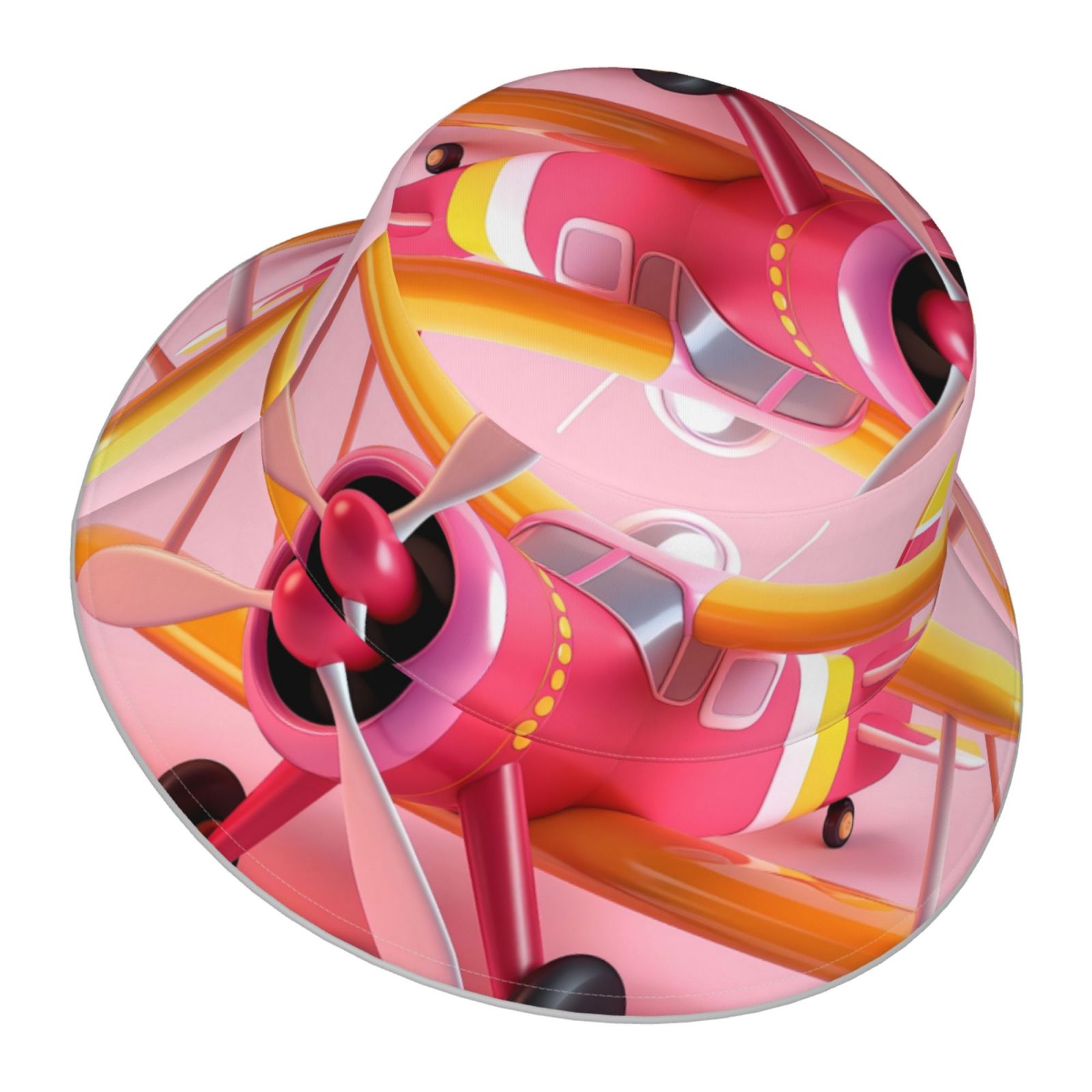Daiia Colorful Cartoon Biplane Pattern Bucket Hat - Trendy Cotton Sun ...
