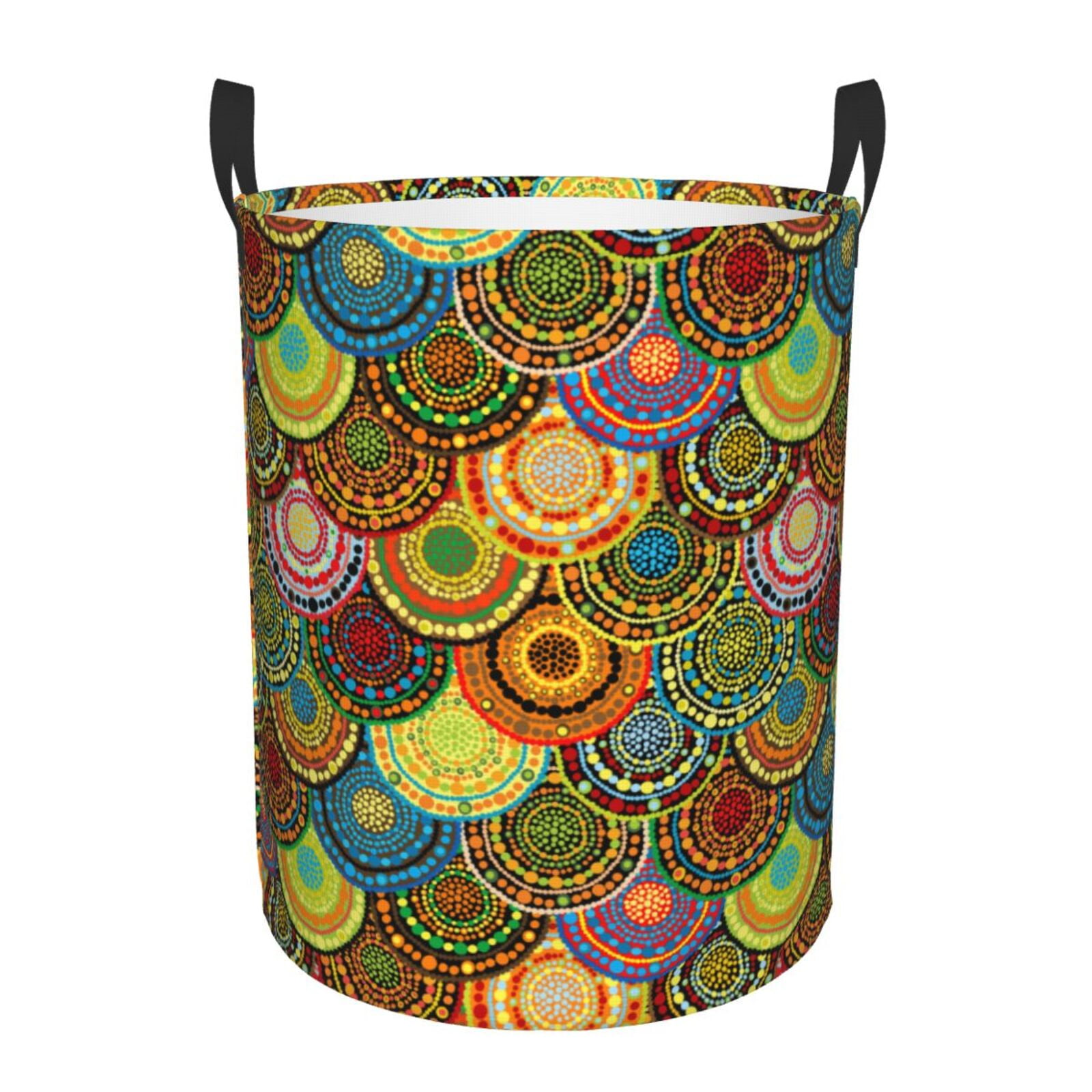 Daiia Colorful Circle Round Laundry Basket with Handles Thickened ...