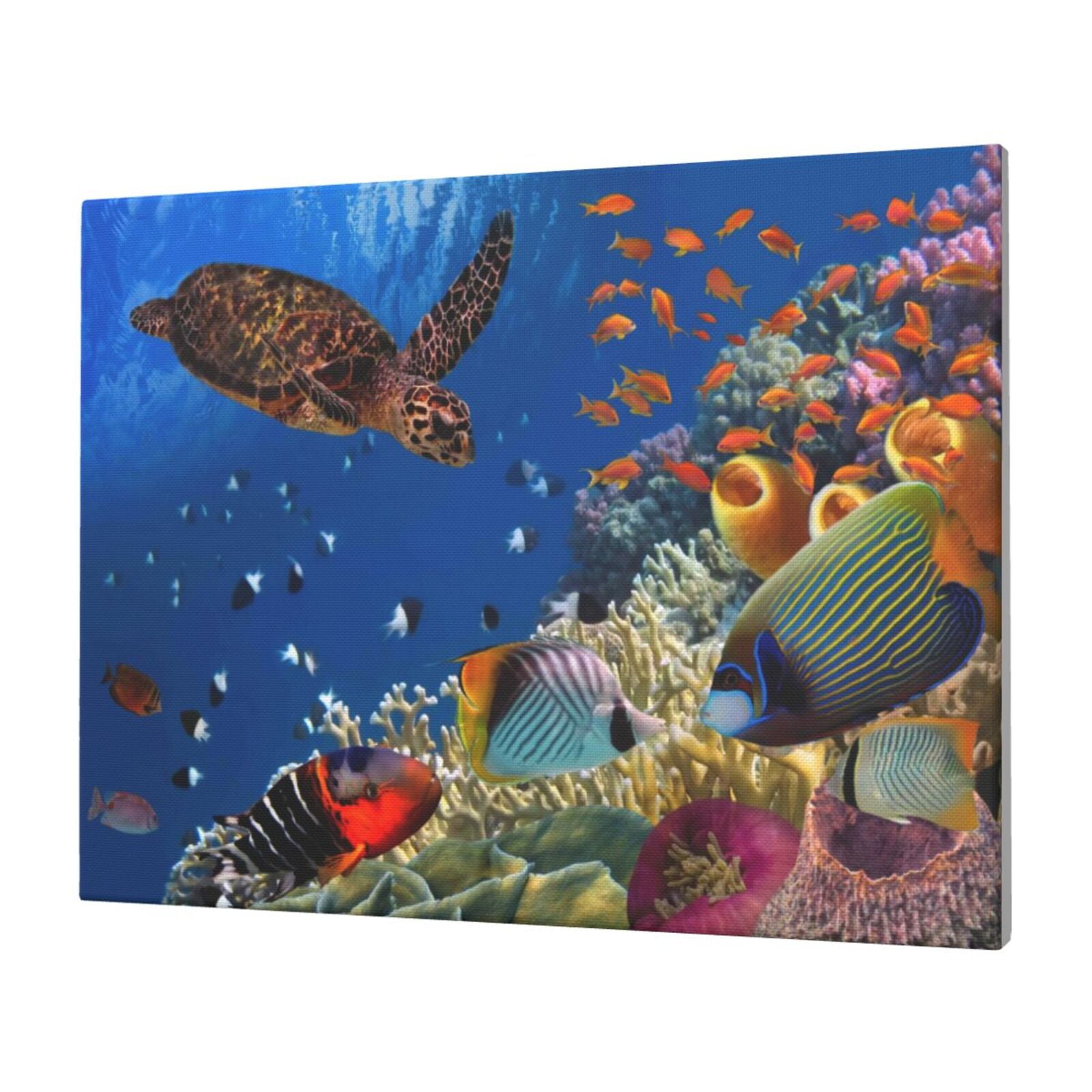 Daiia Colorful Coral Reef Print Canvas Decorative Picture – 30x40in ...