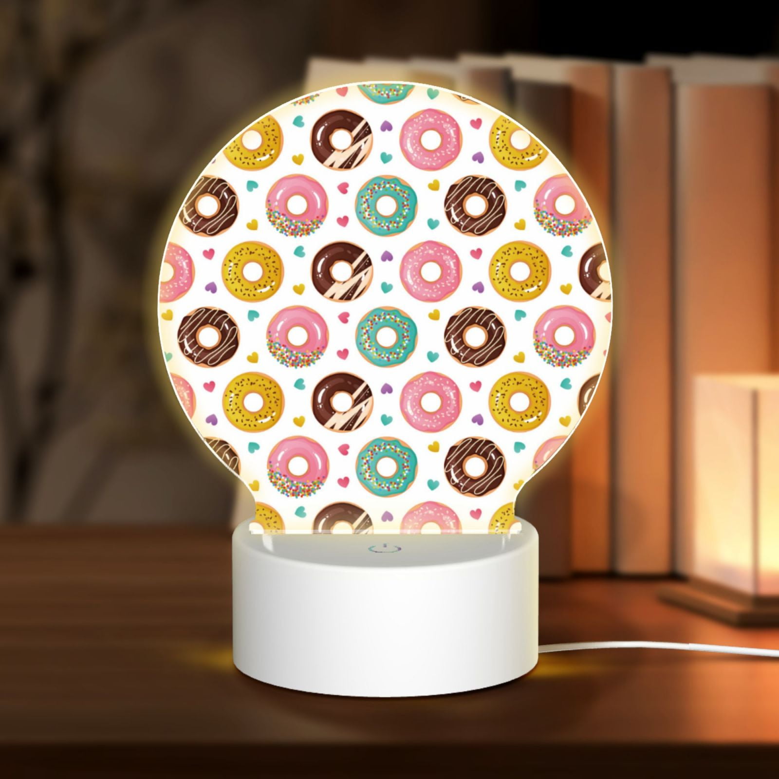 Daiia Colorful Donuts Pattern Acrylic Night Light, LED Touch Light ...