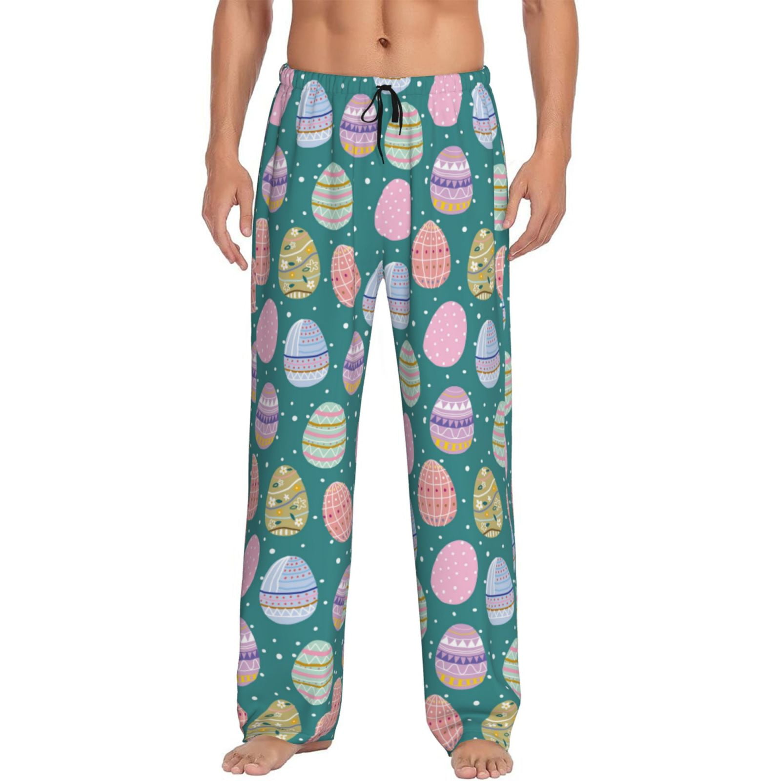 Daiia Colorful Easter eggs Pattern Men's Sleep Pant with Pockets and ...