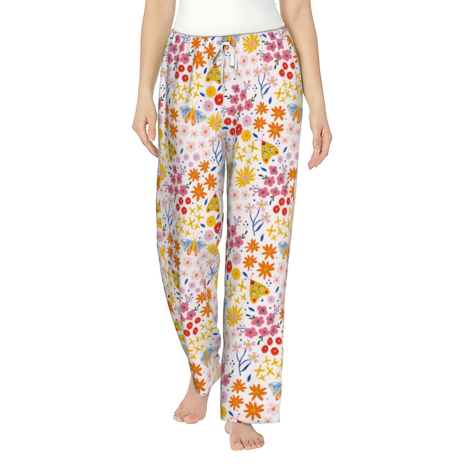 Daiia Colorful Floral Women's Sleep Pant with Pockets and Drawstring ...