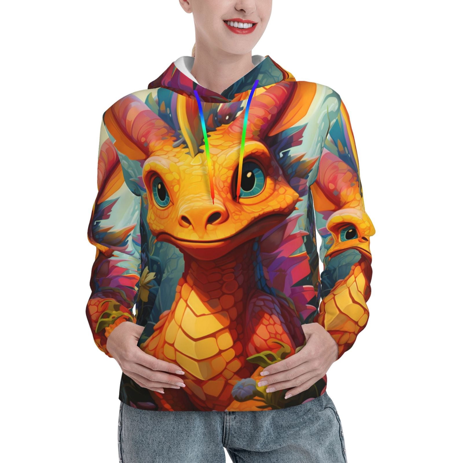 Daiia Colorful Flower Chameleon Pattern Women's Fashion Hoodies ...
