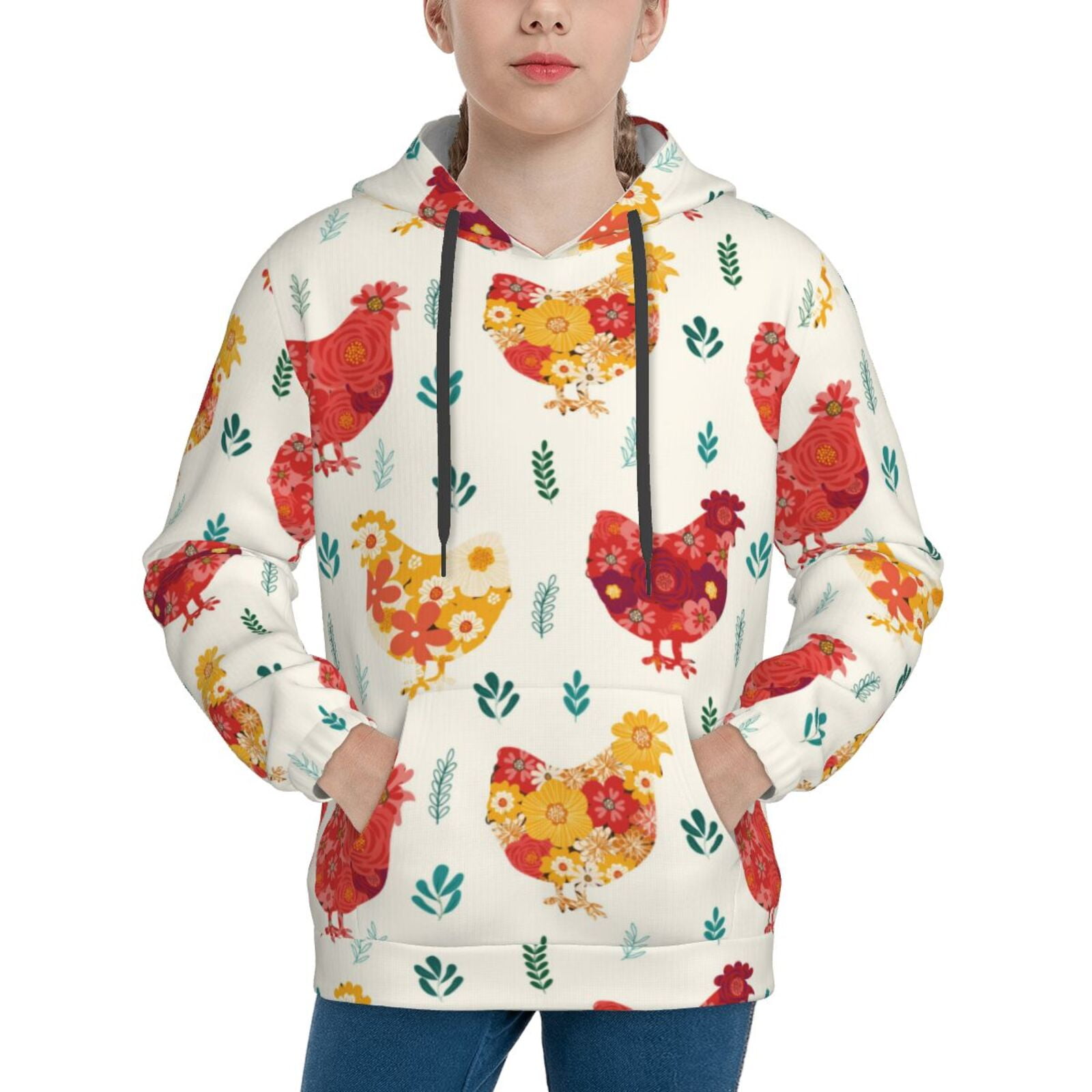 Daiia Colorful Flower Chickens for Boys Fashion Hoodies & Sweatshirts ...