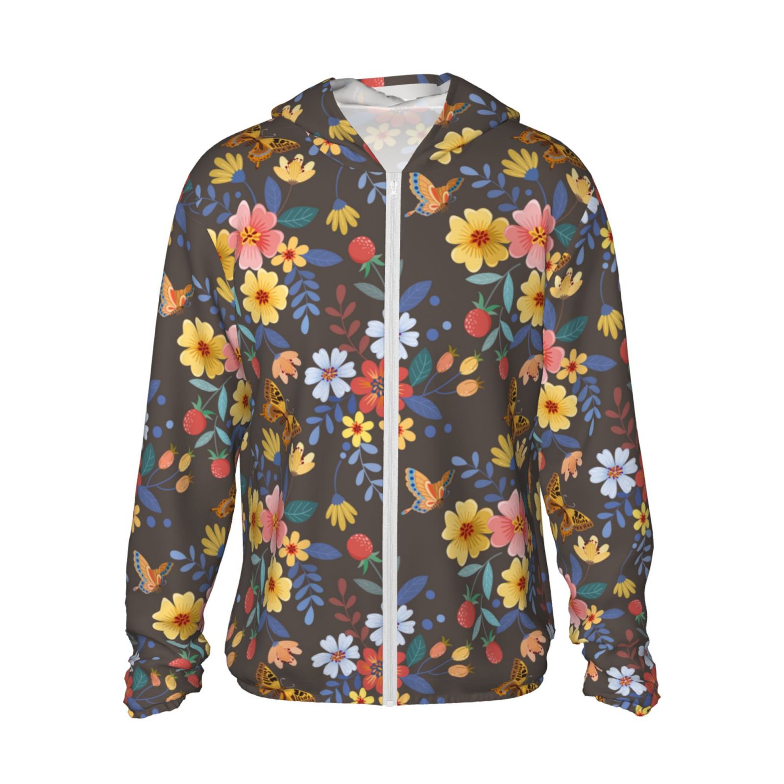 Daiia Colorful Flowers with Butterfly UPF 50+ Sun Protection Hoodie ...